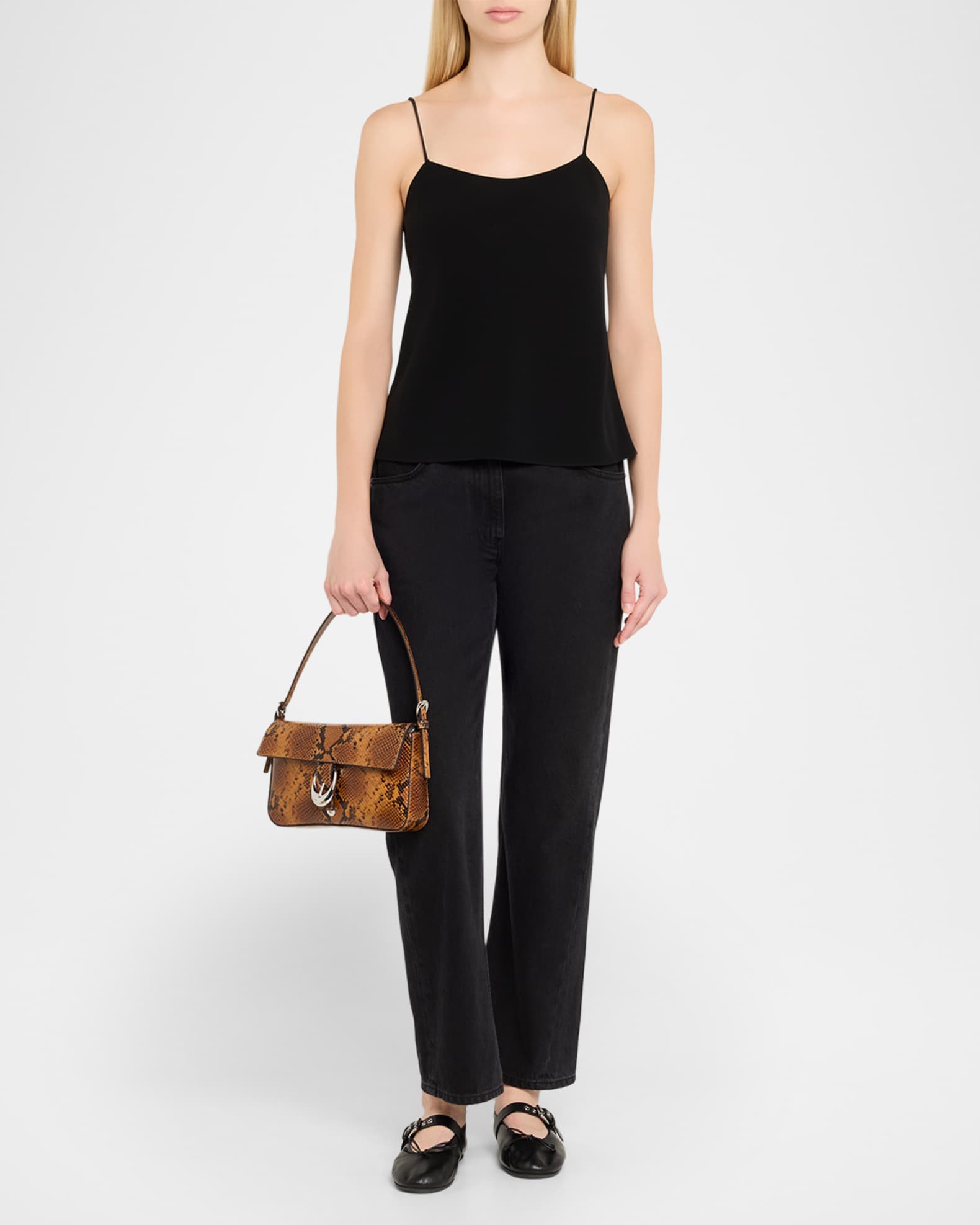 STAUD Harlow Python-Embossed Leather Shoulder Bag | Neiman Marcus