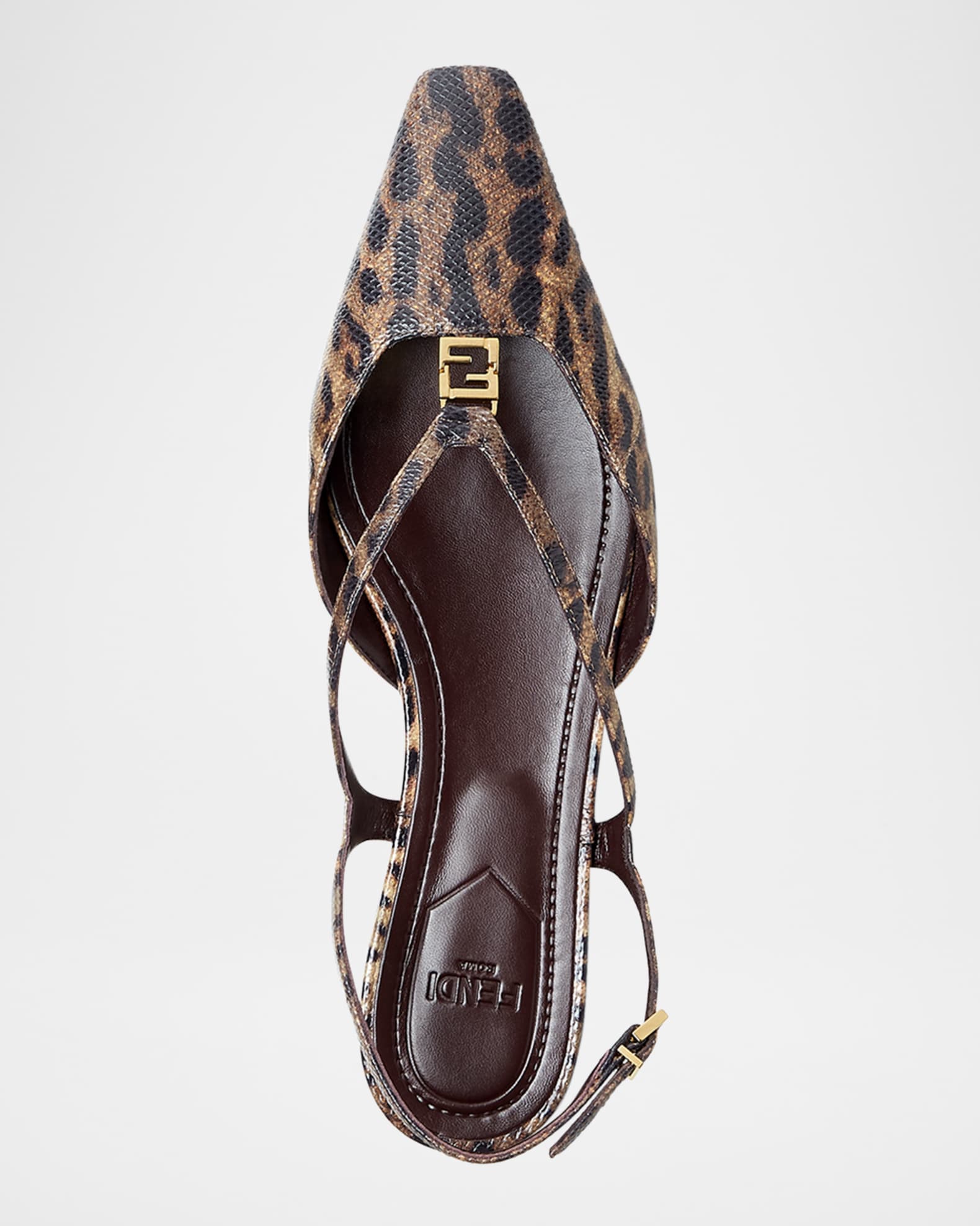 Fendi Fendi FFold Leopard-Printed Snake Leather Slingback Flats ...