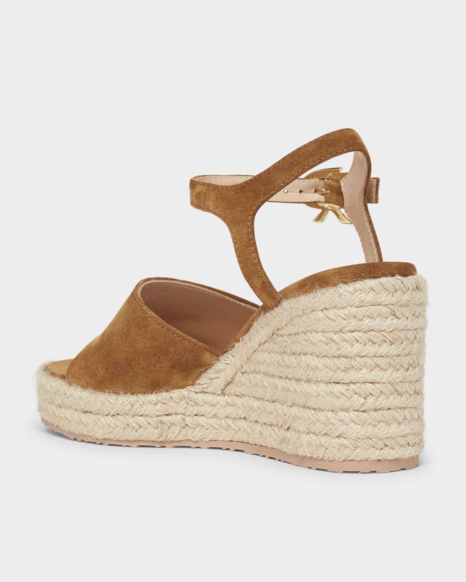 Gianvito Rossi Suede Wedge Ankle-Strap Espadrilles | Neiman Marcus