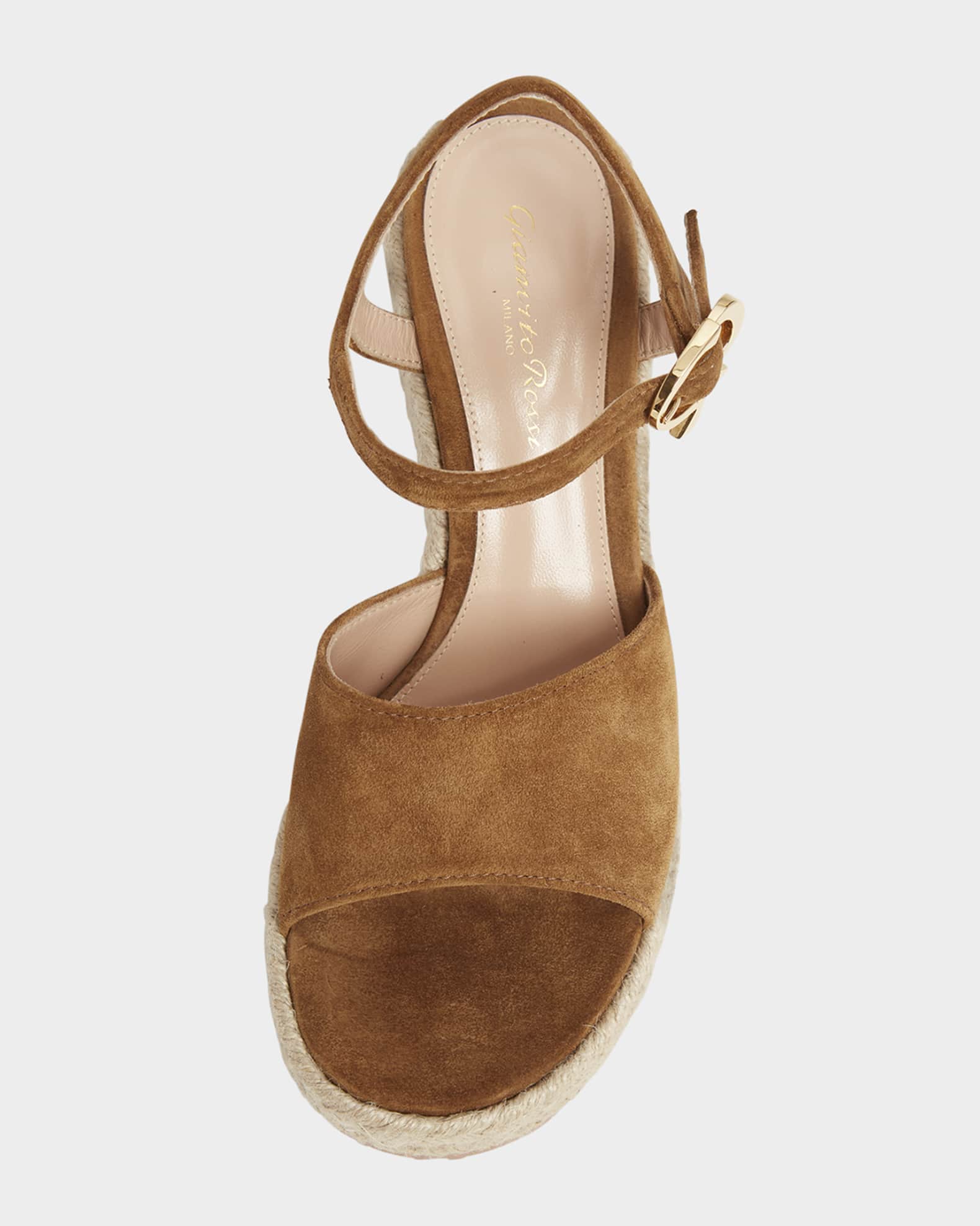 Gianvito Rossi Suede Wedge Ankle-Strap Espadrilles | Neiman Marcus