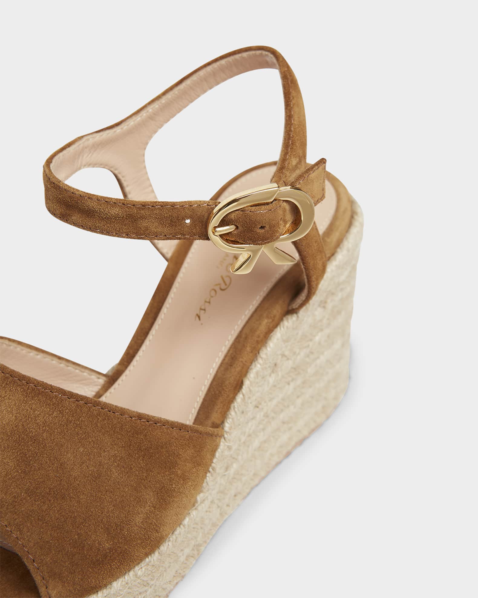 Gianvito Rossi Suede Wedge Ankle-Strap Espadrilles | Neiman Marcus