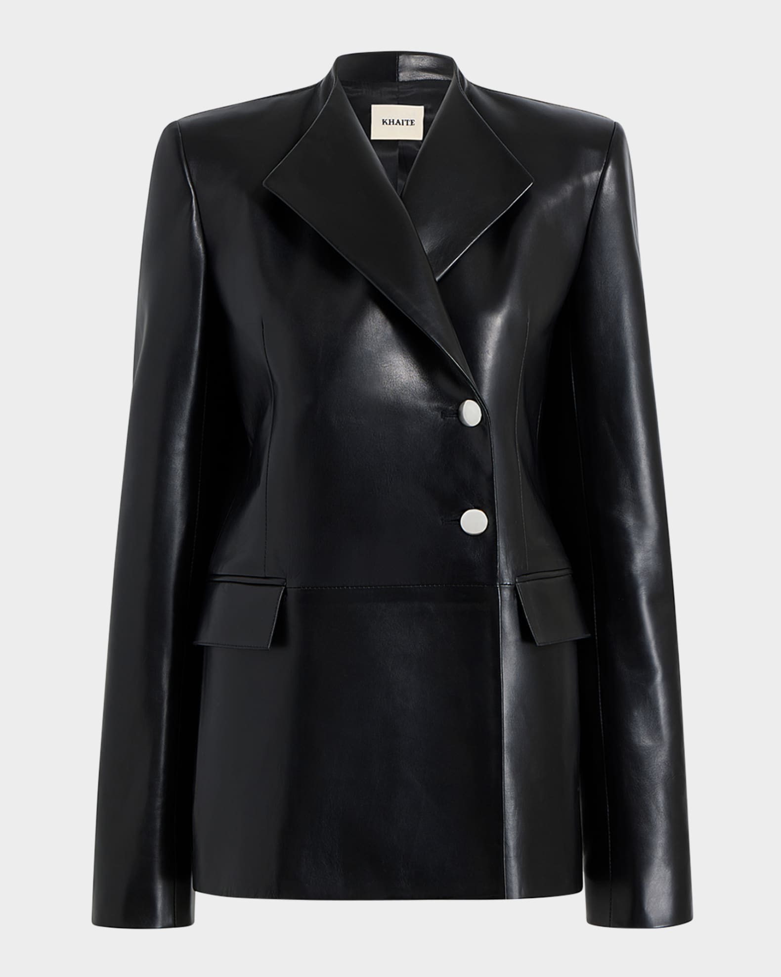 Khaite Elona Double-Breasted Leather Jacket | Neiman Marcus