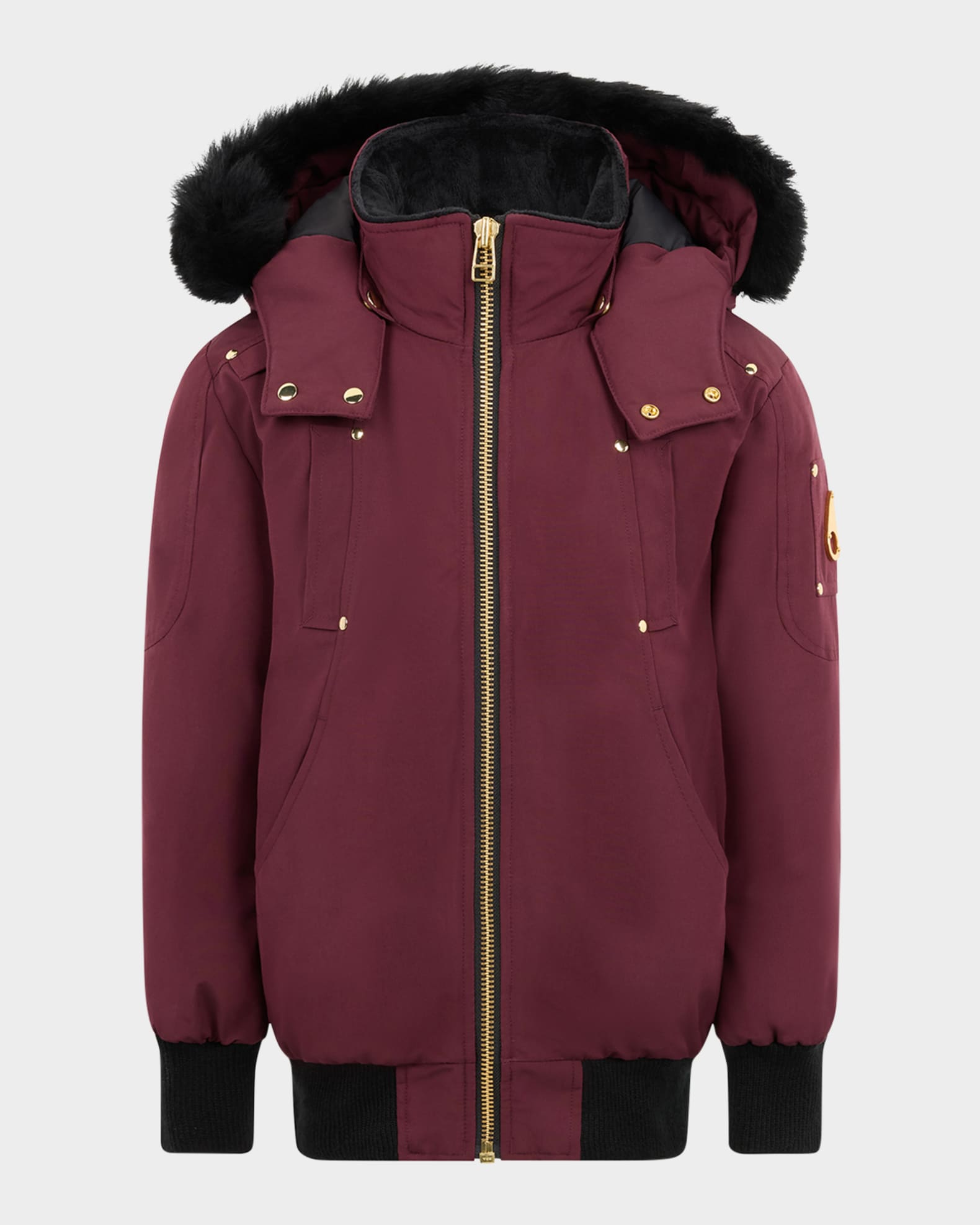 Moose Knuckles Kid's Gold Series Shearling-Trim Bomber Jacket, Size XS ...