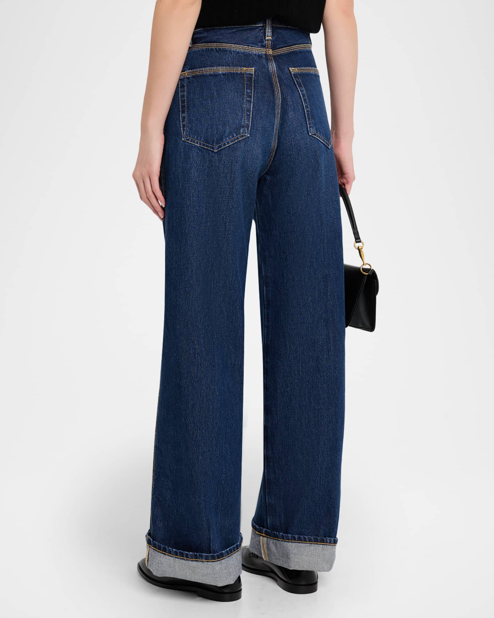 FRAME The Cuffed Wide Jeans | Neiman Marcus