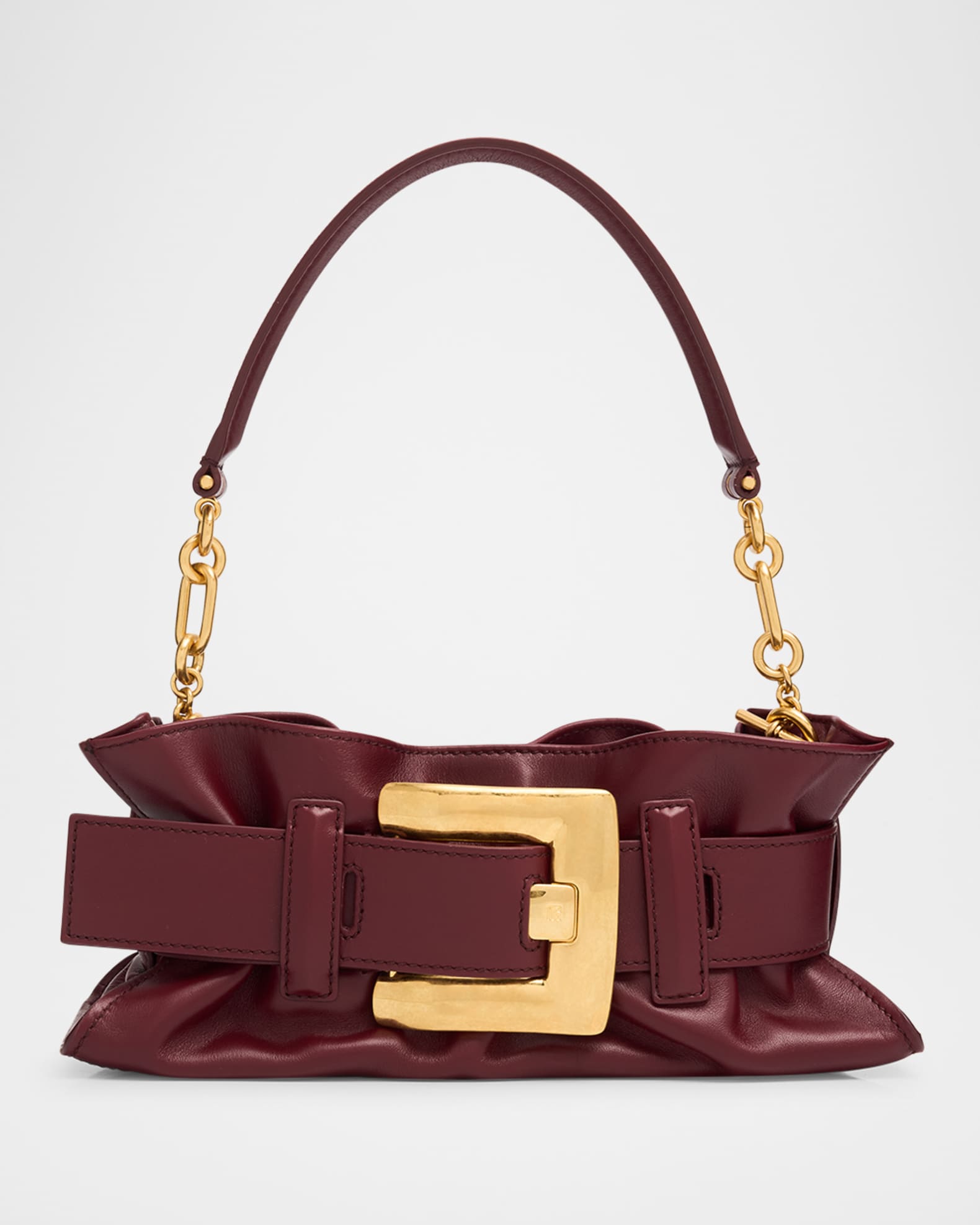 Balmain Anthem Mini Belted Leather Shoulder Bag | Neiman Marcus