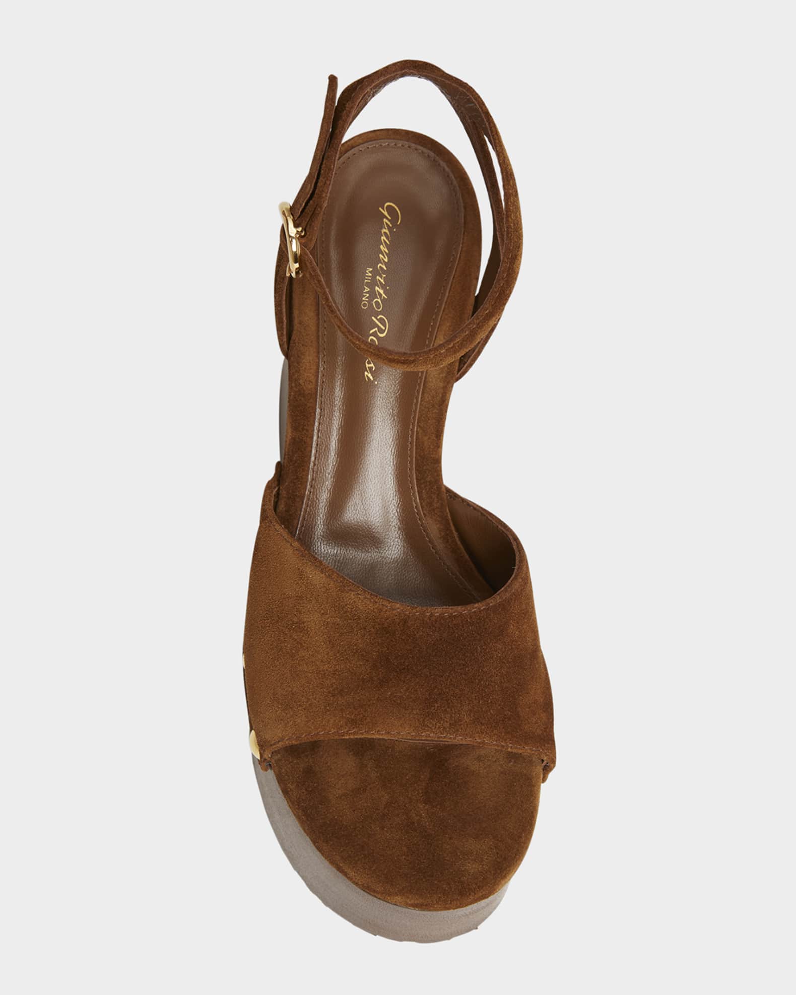 Gianvito Rossi Suede Ankle-Strap Platform Sandals | Neiman Marcus