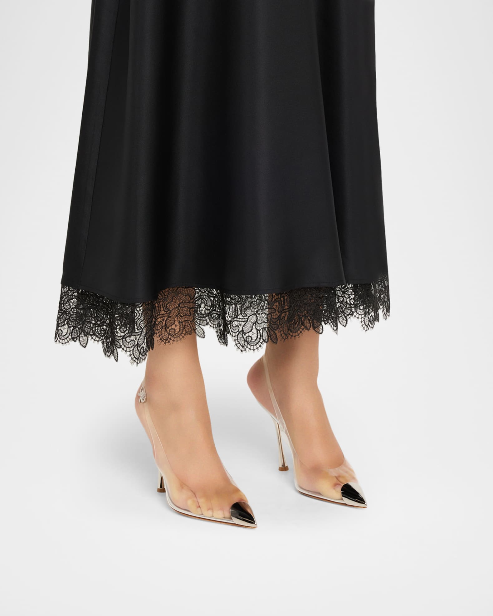 Gianvito Rossi Plexi Metal Cap-Toe Slingback Pumps | Neiman Marcus