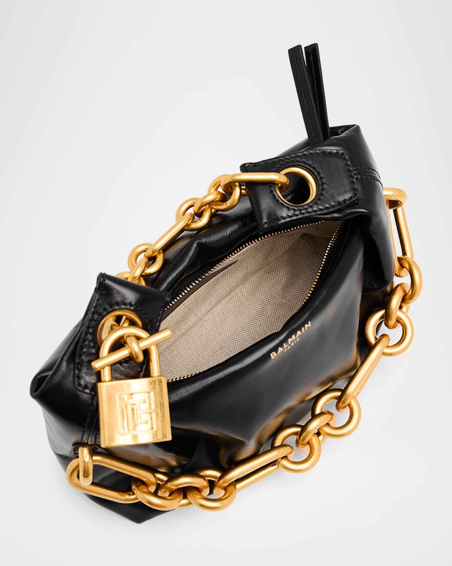 Balmain Sync Mini Chain Leather Top-Handle Bag | Neiman Marcus
