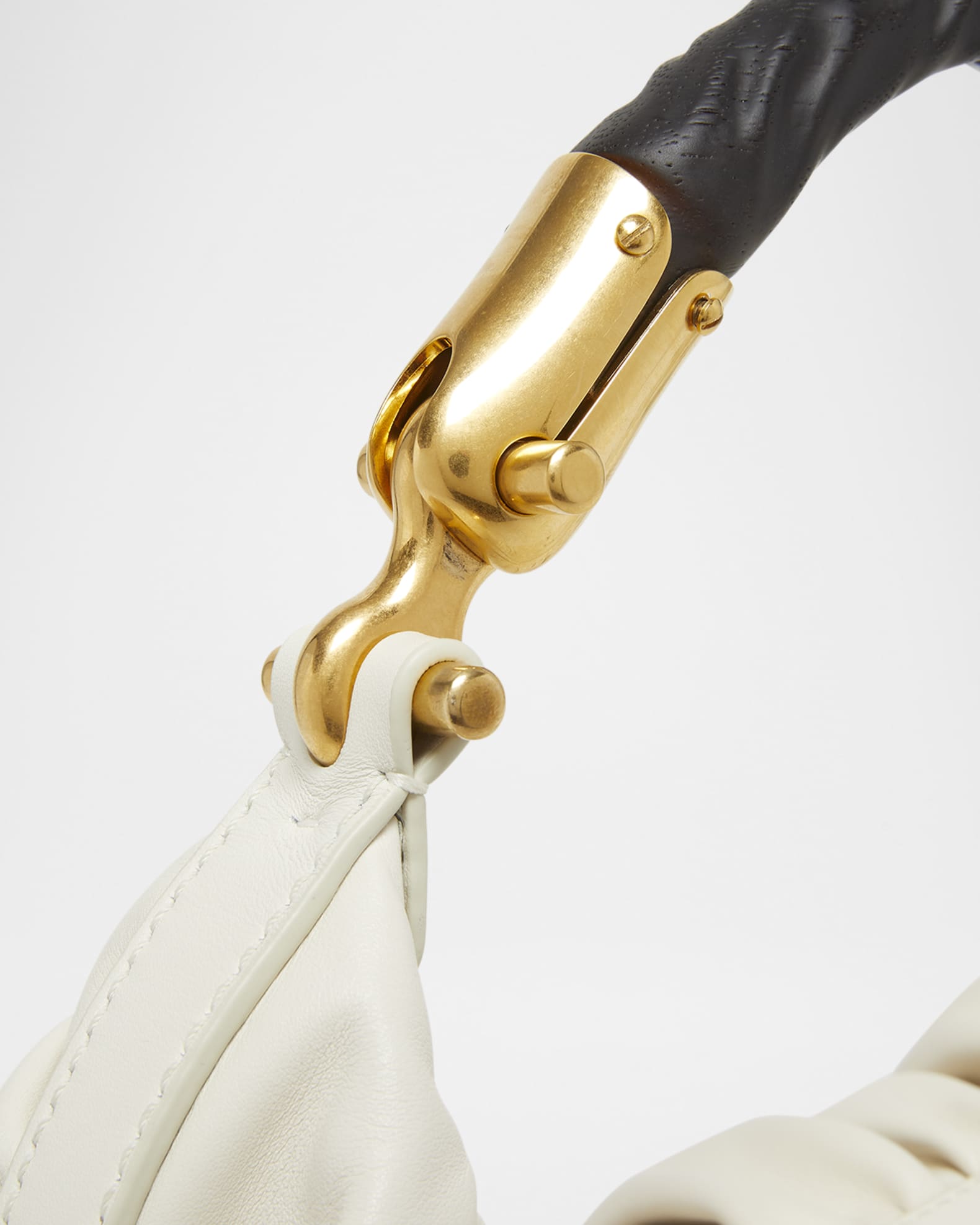 Balmain Ebene Medium Ruched Top-Handle Bag in Leather | Neiman Marcus