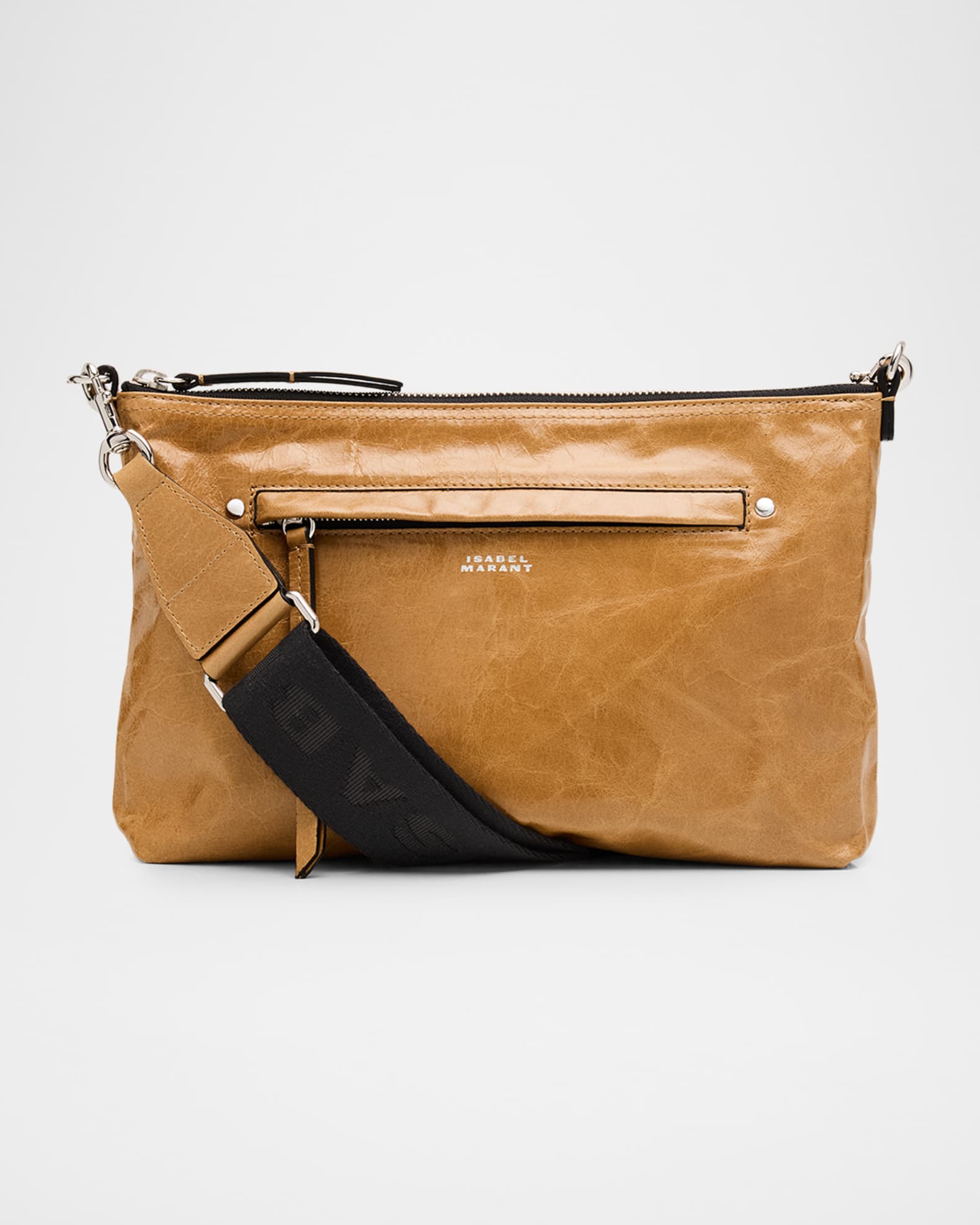 Isabel Marant Nessah Crinkled Leather Shoulder Bag | Neiman Marcus