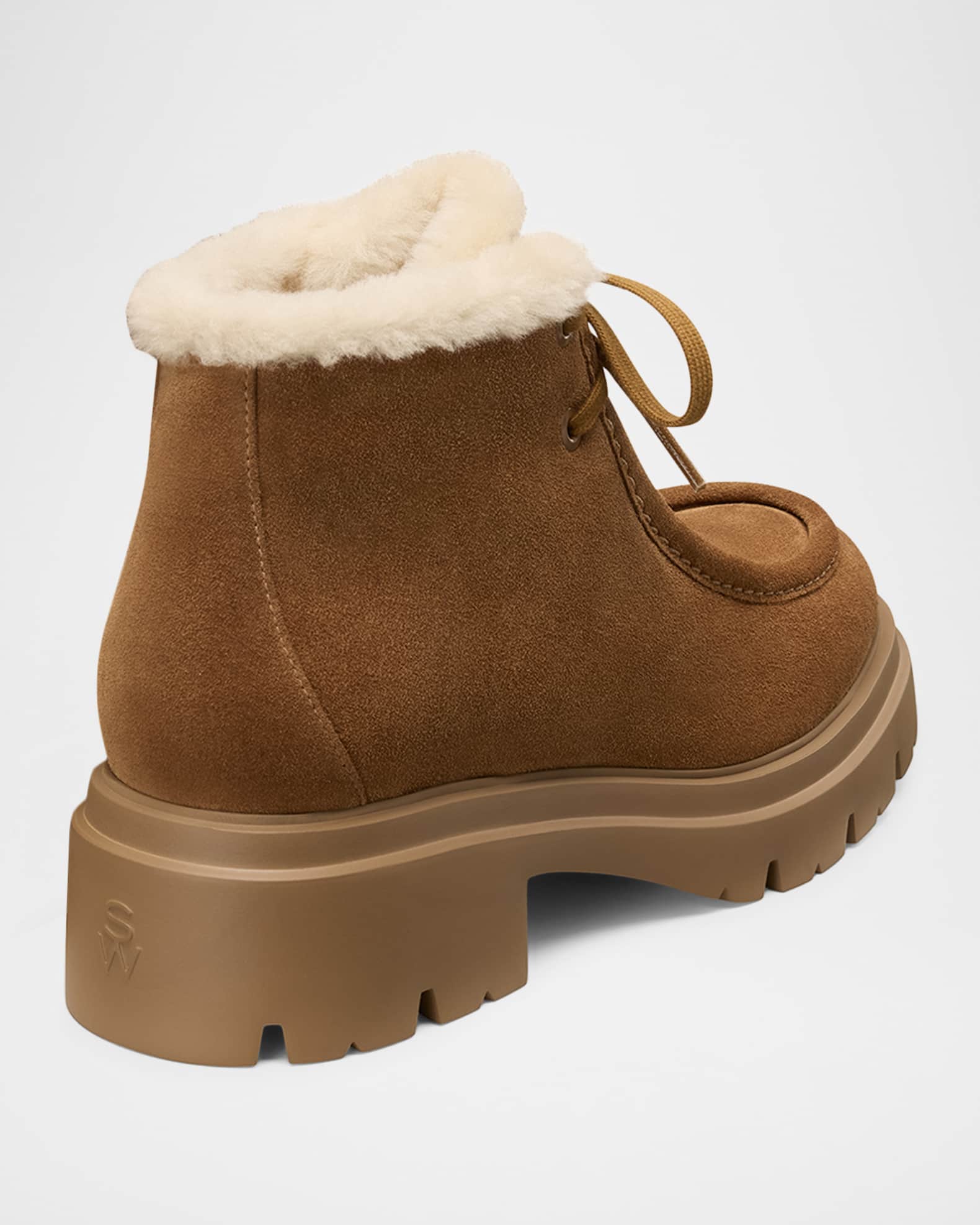 Stuart Weitzman Hudson Shearling-Lined Suede Chukka Booties | Neiman Marcus