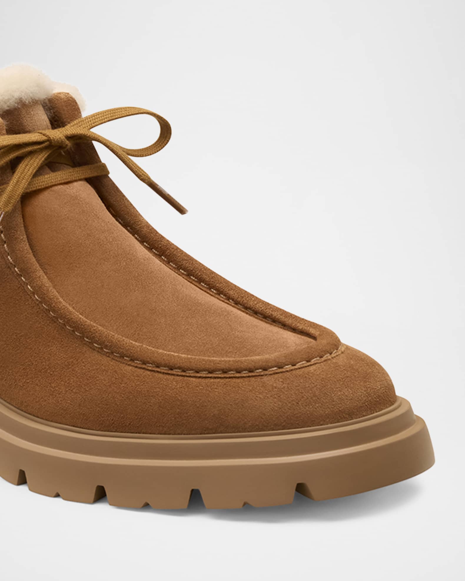 Stuart Weitzman Hudson Shearling-Lined Suede Chukka Booties | Neiman Marcus