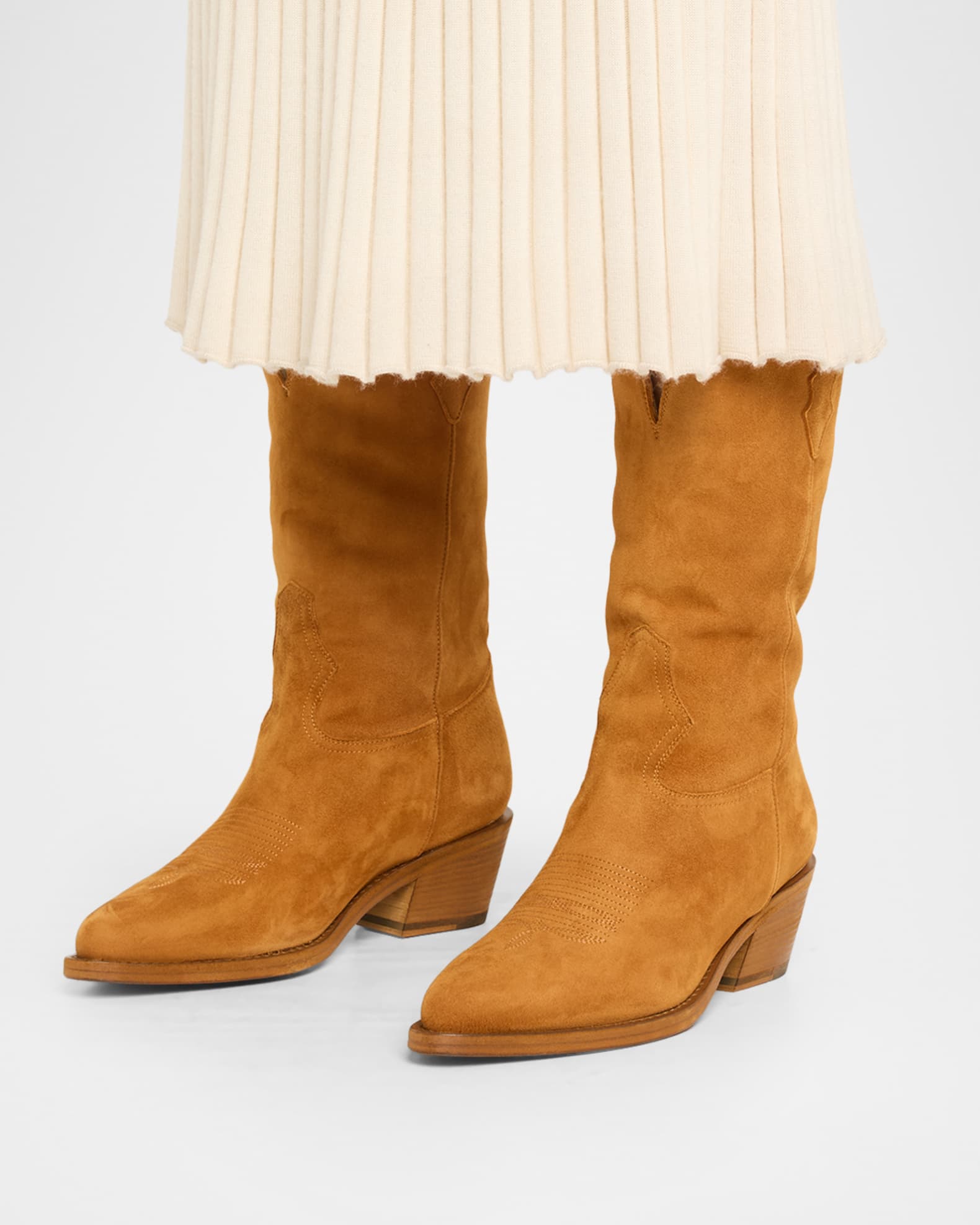 Partlow Forest Shearling-Lined Suede Cowboy Boots | Neiman Marcus
