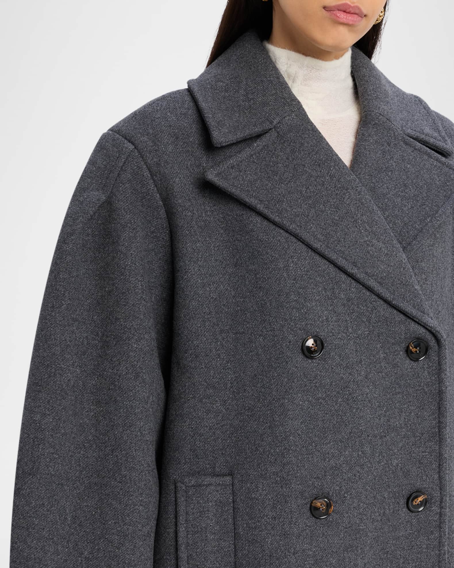 Ganni Oversized Puff-Sleeve Peacoat | Neiman Marcus