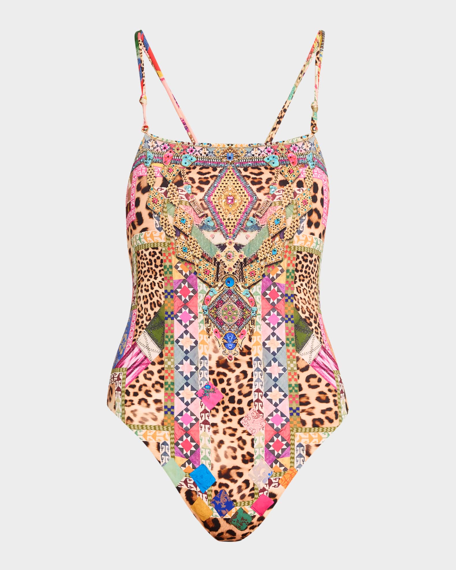 Camilla Embroidered Ever After Double-Strap One-Piece Swimsuit | Neiman ...