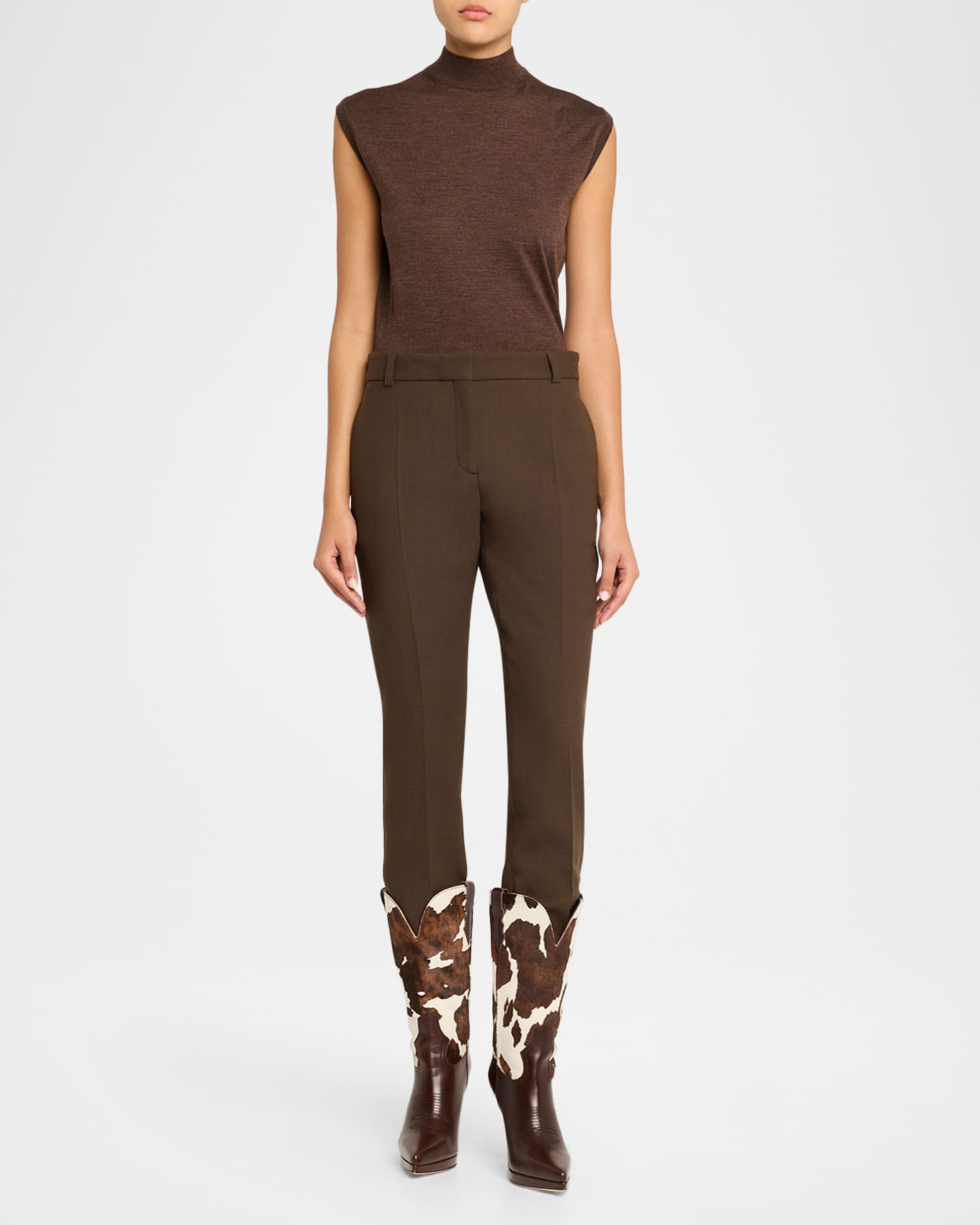 Partlow Izzie Spotted Pony Hair and Leather Stiletto Cowgirl Boots ...