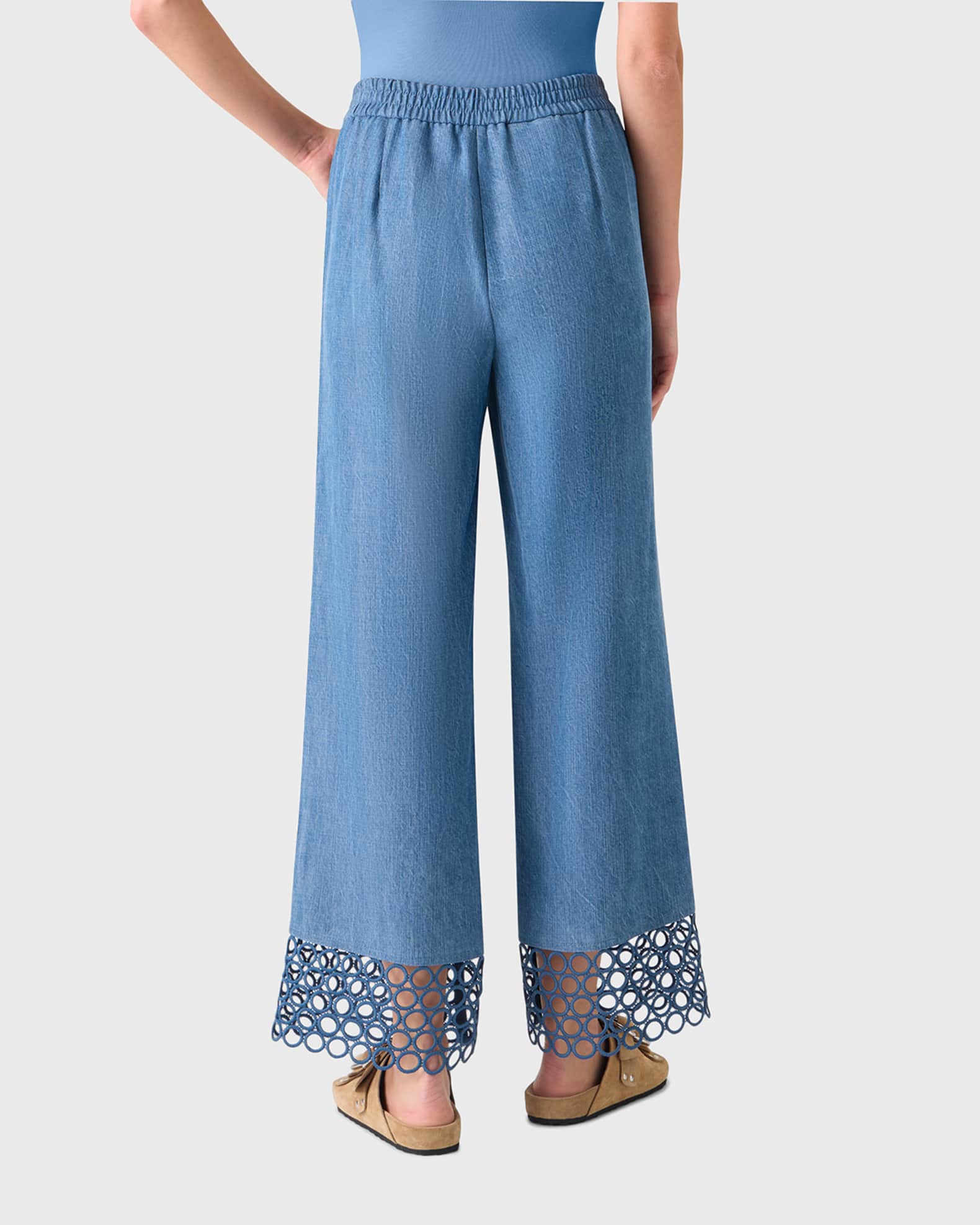 Akris punto Marlon Eyelet Cuffed Straight-Leg Ankle Pants | Neiman Marcus