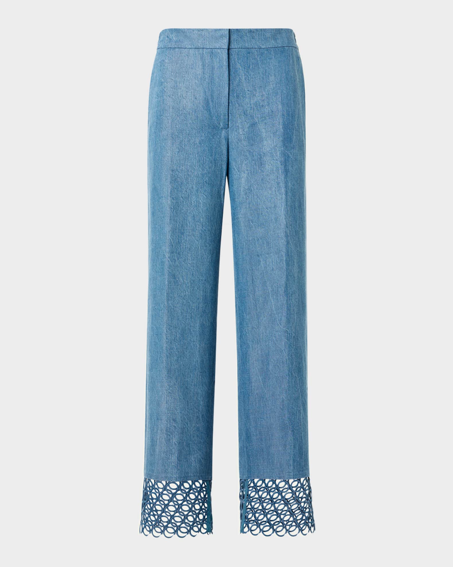 Akris punto Marlon Eyelet Cuffed Straight-Leg Ankle Pants | Neiman Marcus