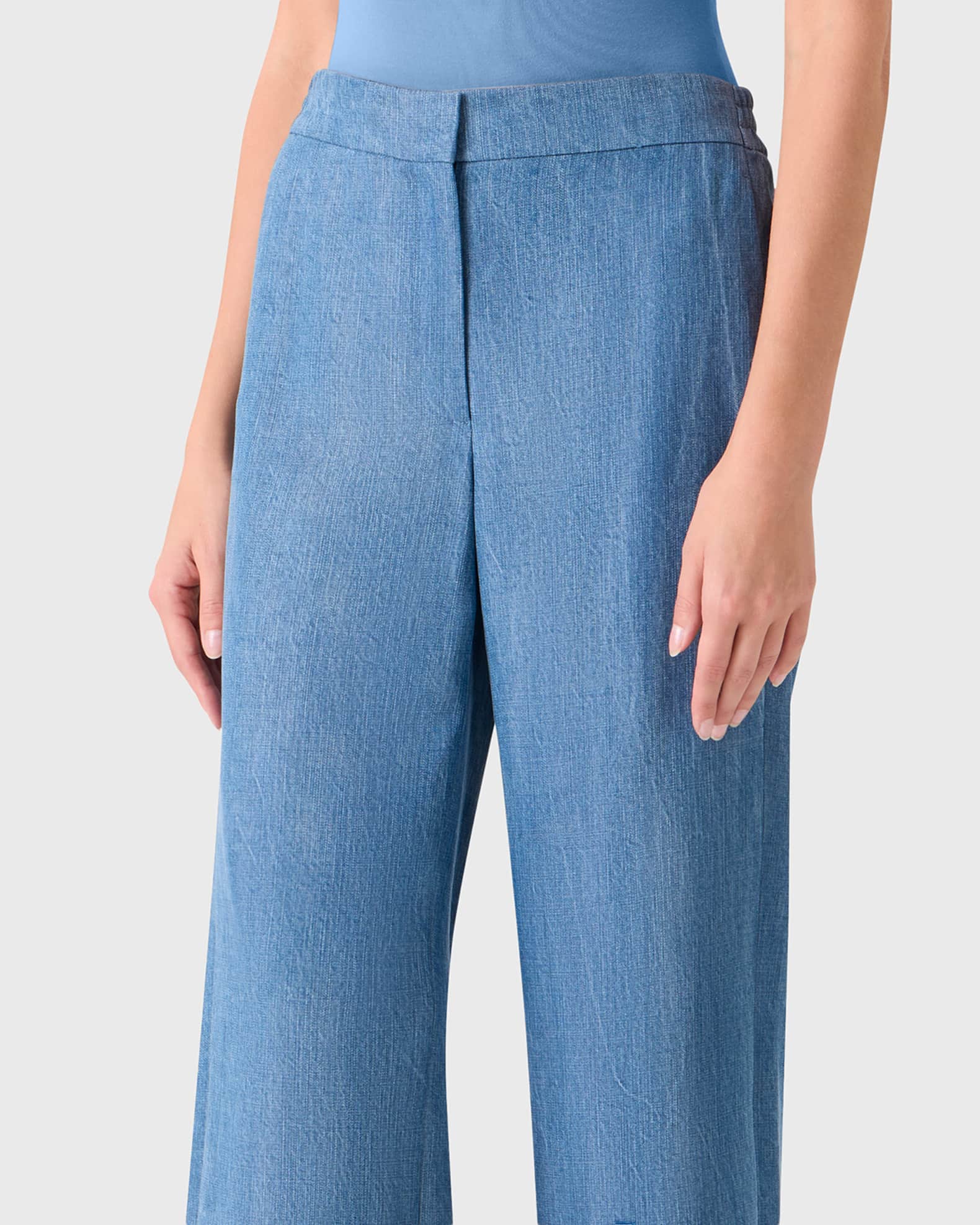 Akris punto Marlon Eyelet Cuffed Straight-Leg Ankle Pants | Neiman Marcus