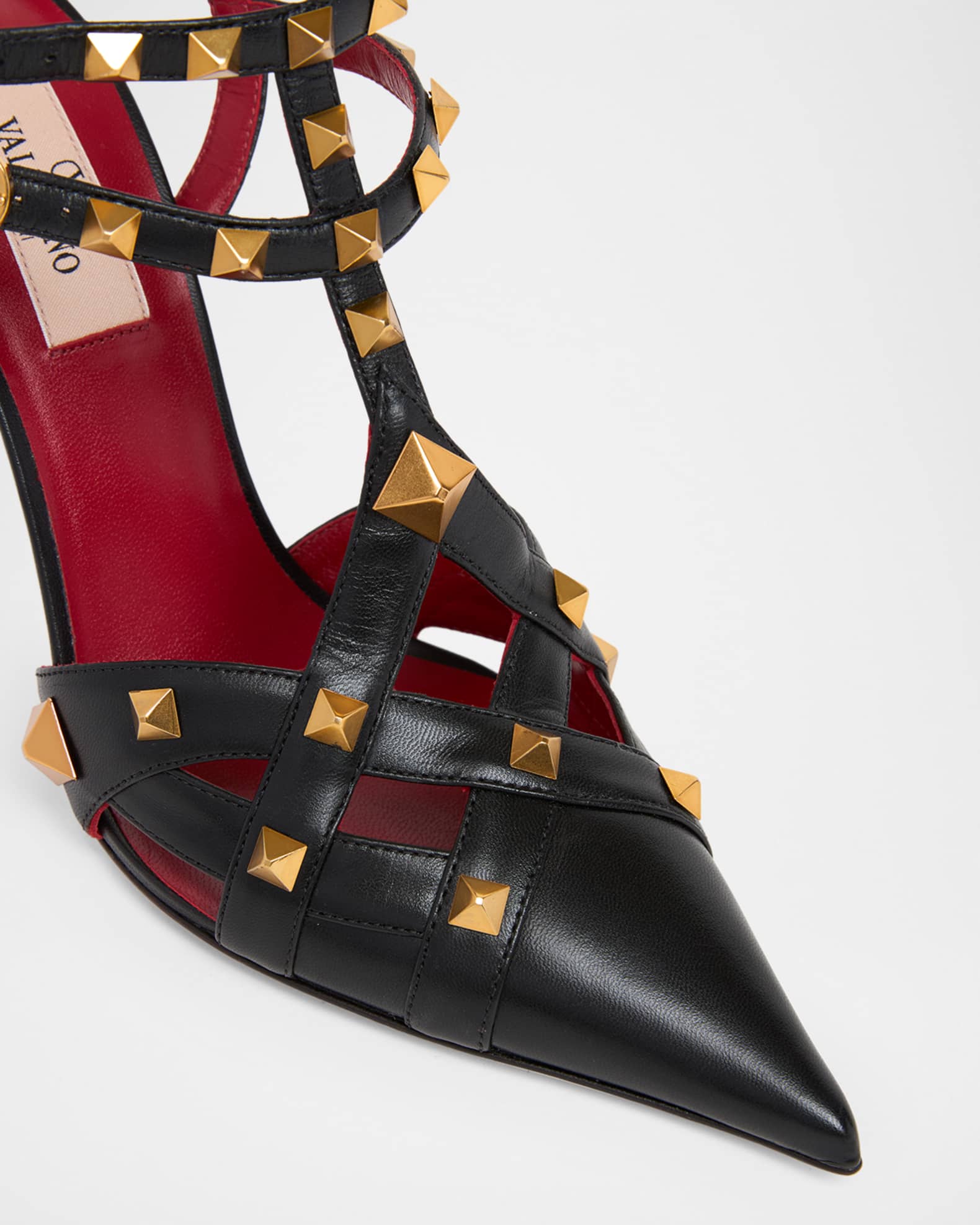 Valentino Garavani 100mm Studdy Leather Pointed-Toe Pumps | Neiman Marcus