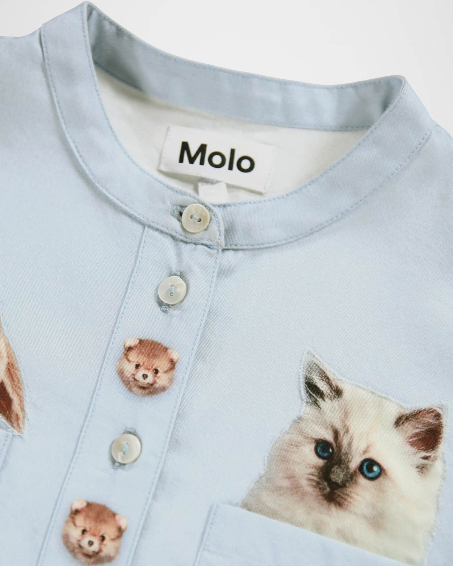 Molo Girl's Clara Pocket Pets Button-Front Dress, Size 2T-6 | Neiman Marcus