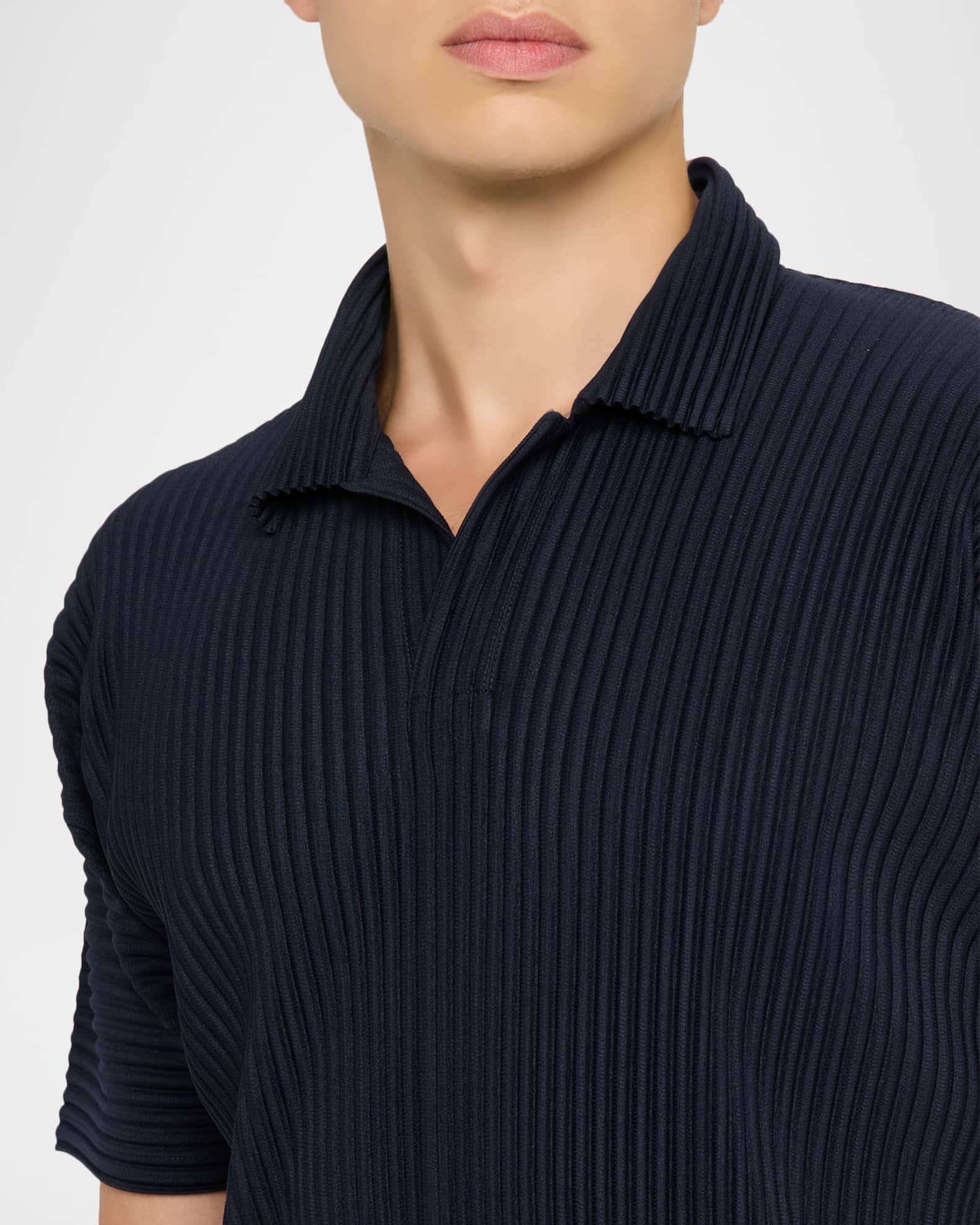 Homme Plisse Issey Miyake Men's Pleated Polyester Polo Shirt | Neiman ...