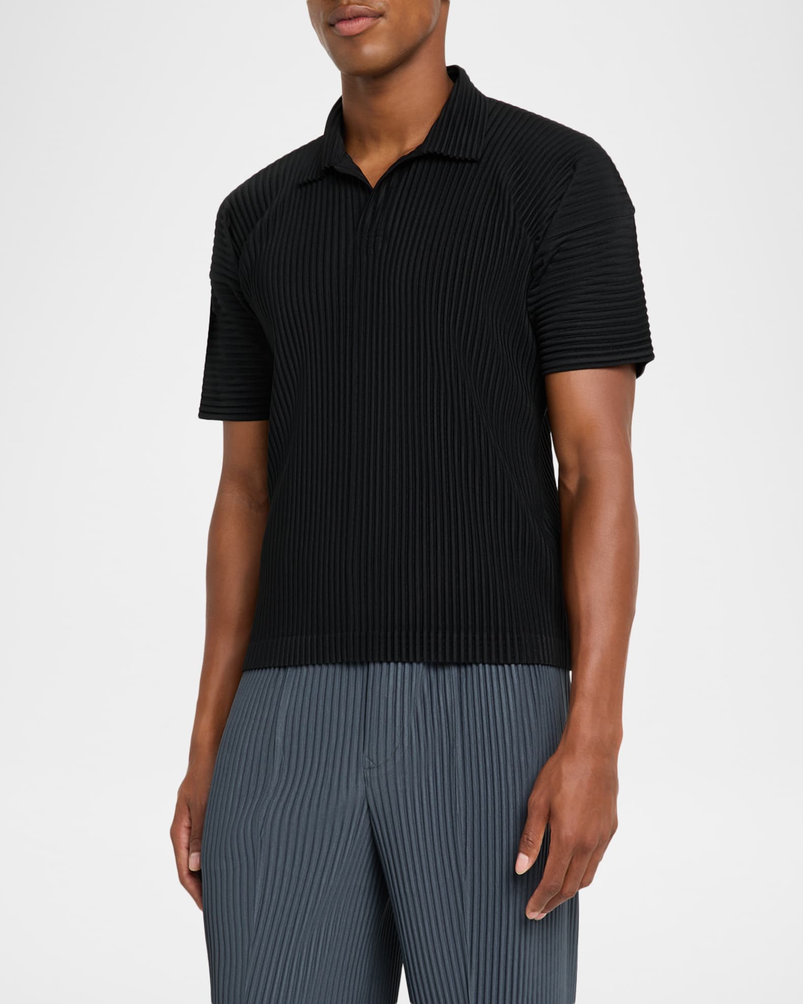 Homme Plisse Issey Miyake Men's Pleated Polyester Polo Shirt | Neiman ...