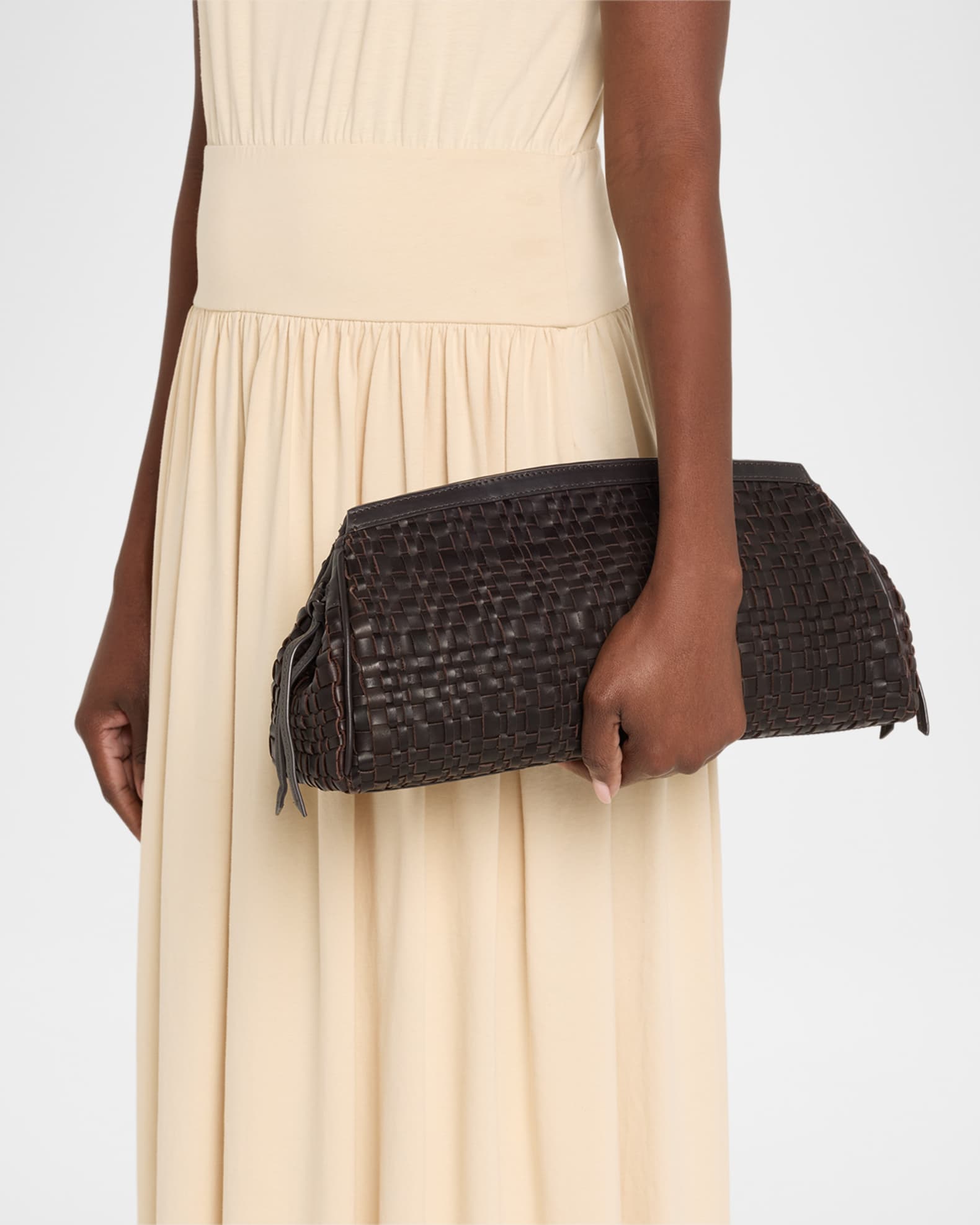 STAUD Maude Soft Woven Leather Clutch Bag | Neiman Marcus