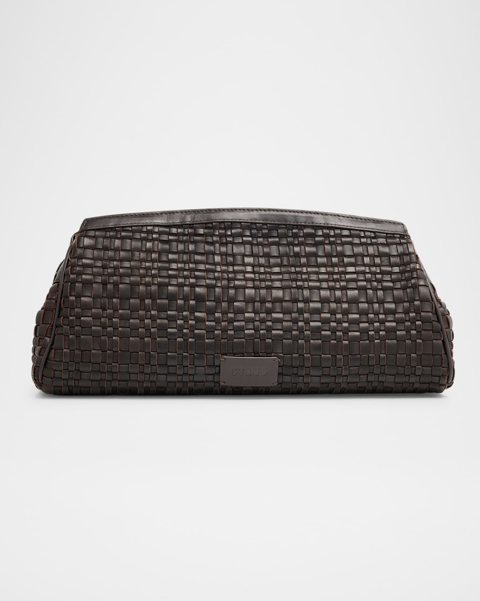 STAUD Maude Soft Woven Leather Clutch Bag | Neiman Marcus