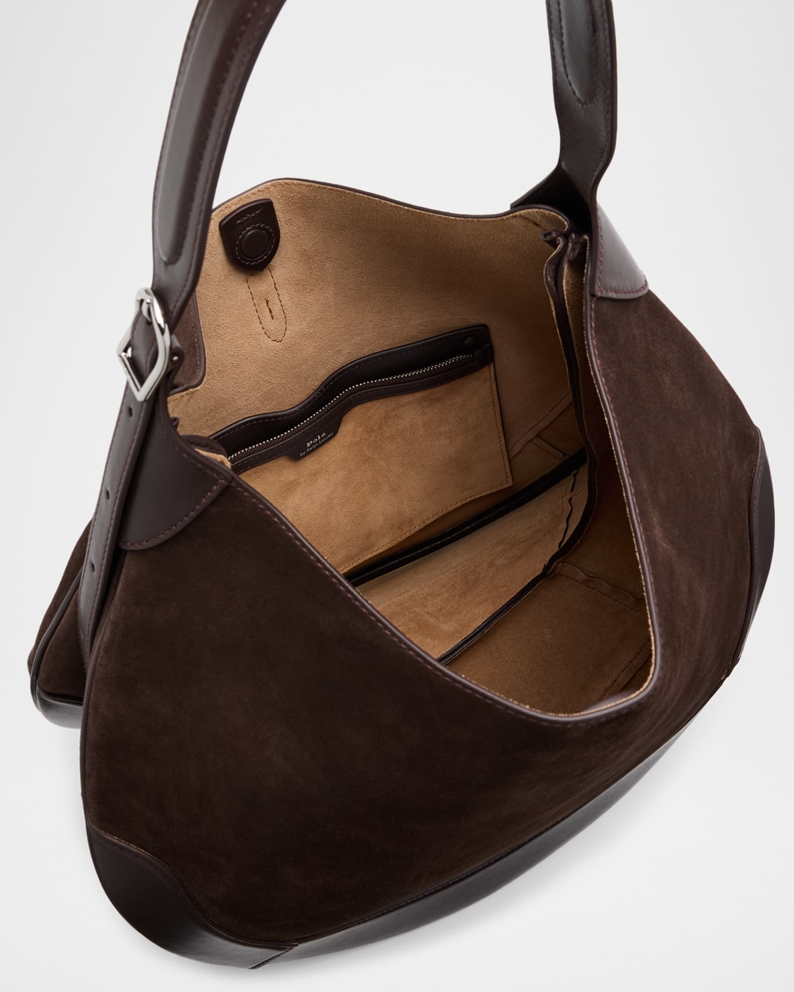 Polo Ralph Lauren Polo ID Suede Large Shoulder Bag | Neiman Marcus