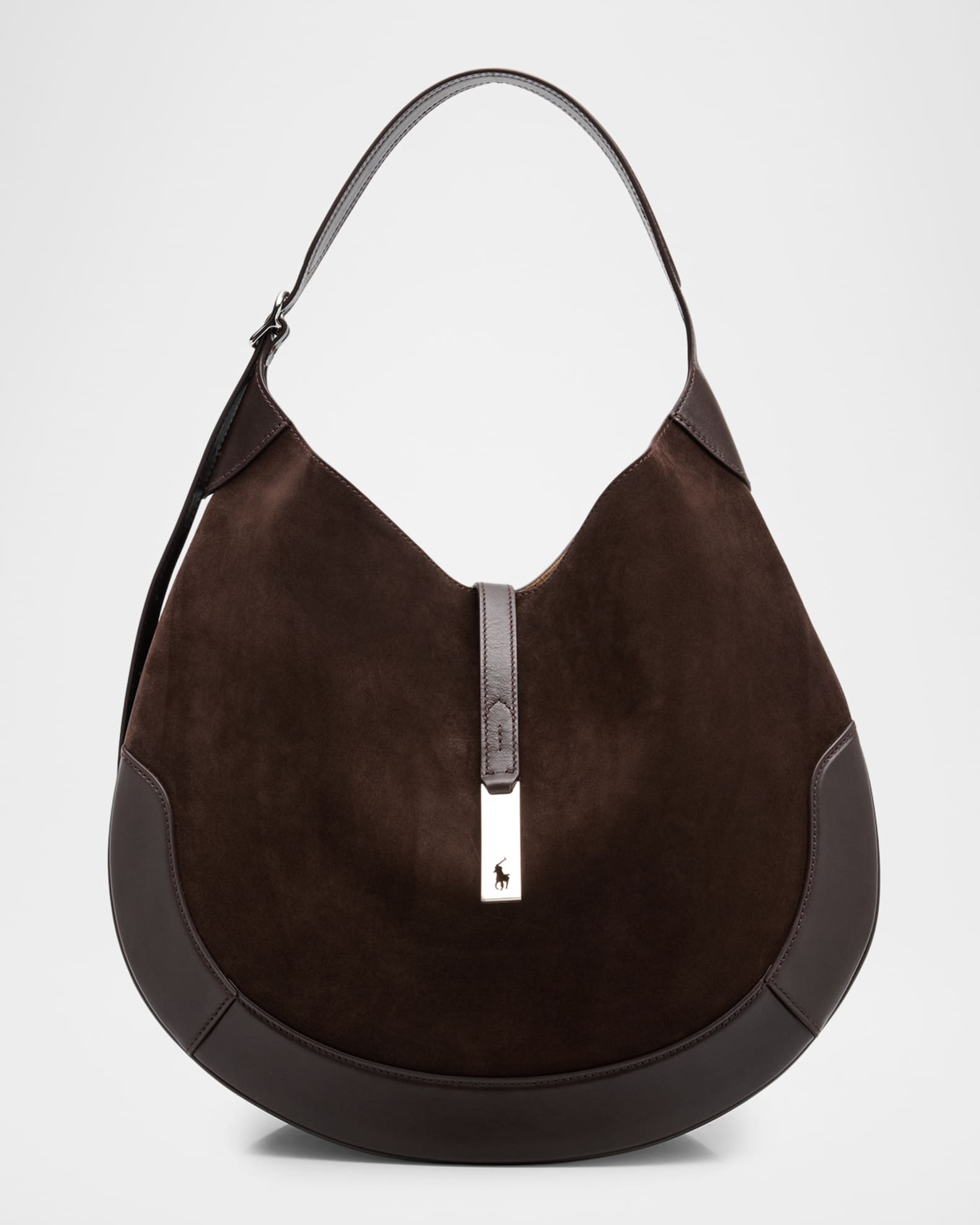 Polo Ralph Lauren Polo ID Suede Large Shoulder Bag | Neiman Marcus