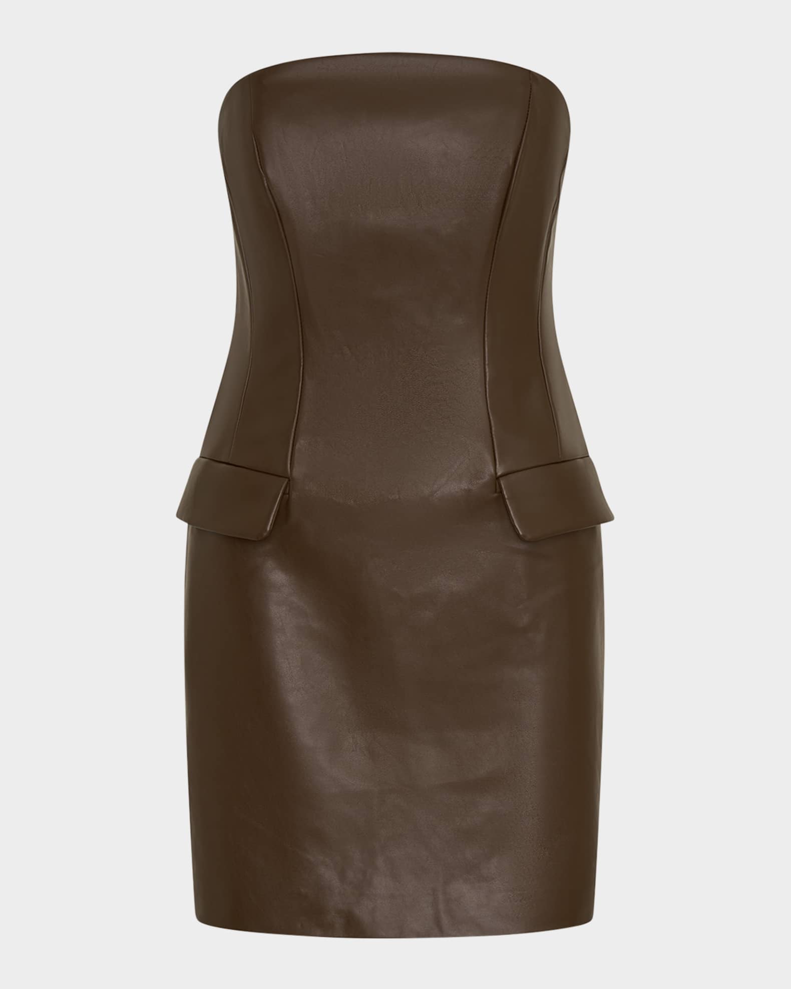 NICHOLAS Rina Strapless Vegan Leather Mini Dress | Neiman Marcus