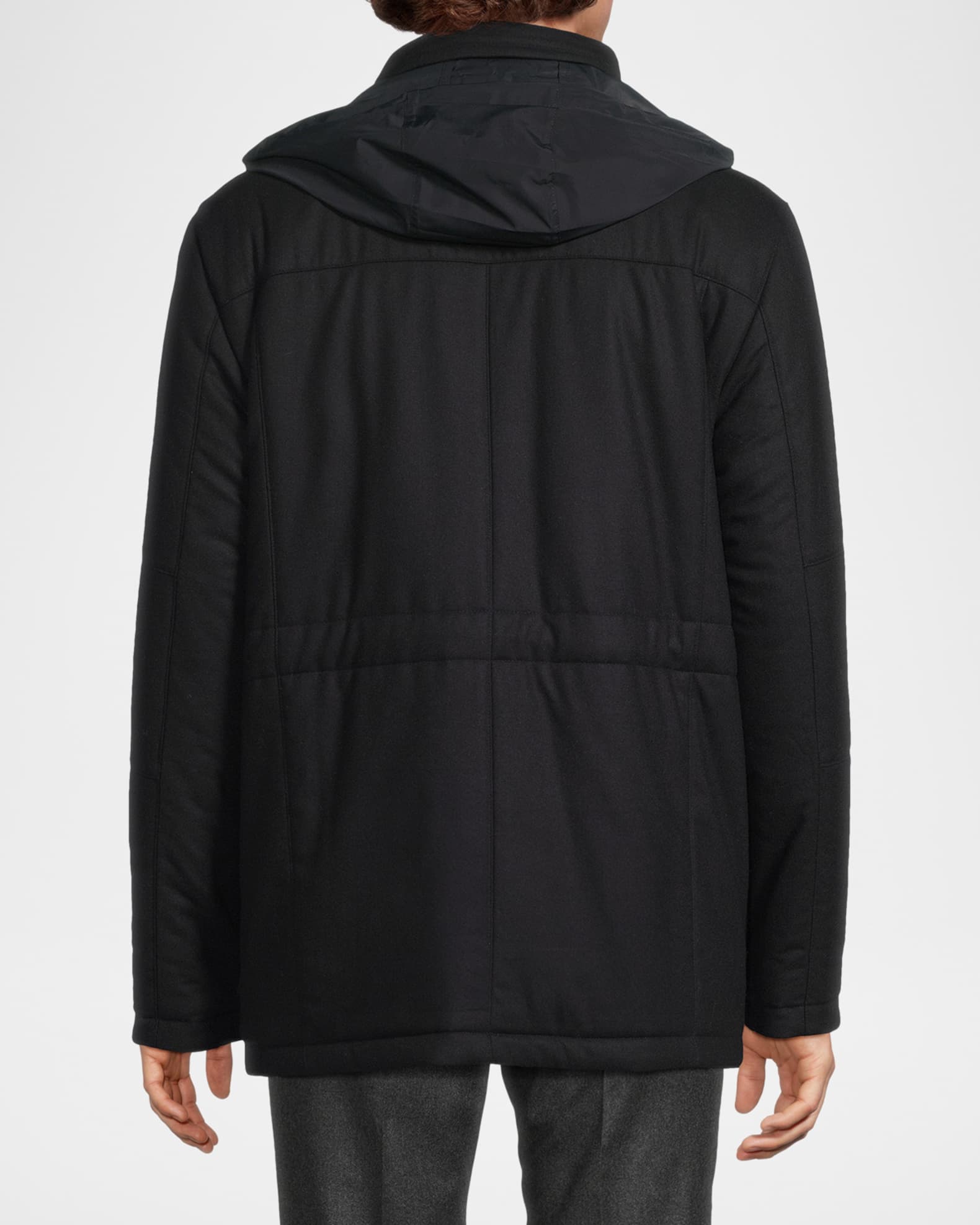 Corneliani Men's Technical Cashmere Field Jacket with Hood | Neiman Marcus