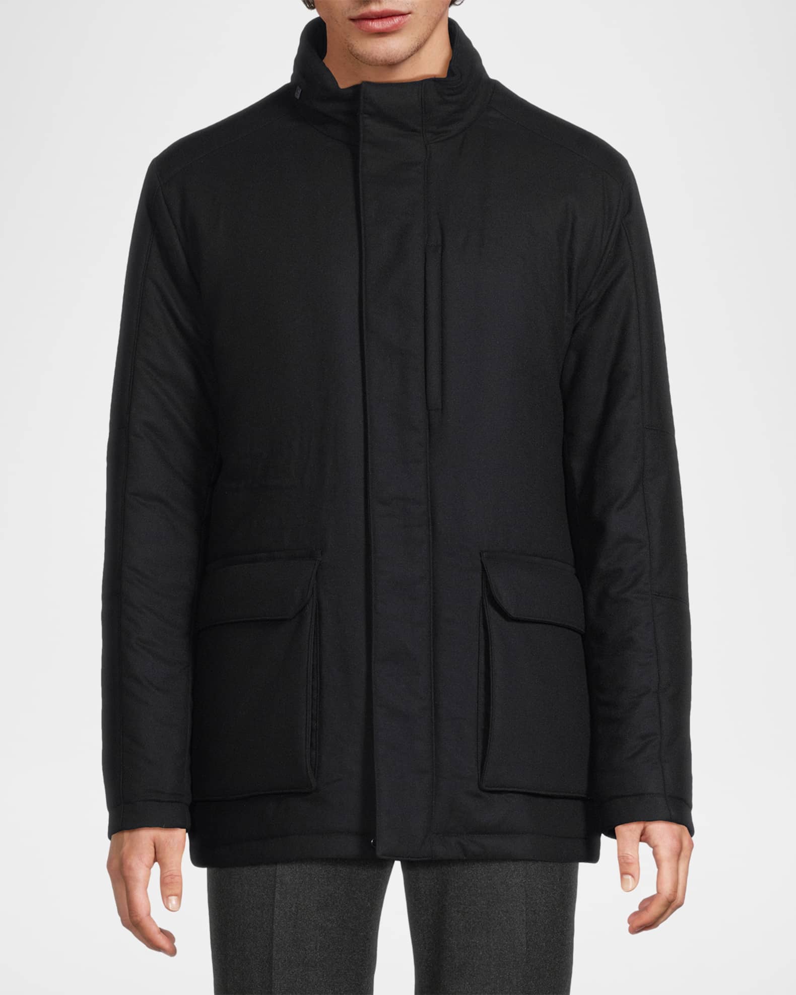 Corneliani Men's Technical Cashmere Field Jacket with Hood | Neiman Marcus