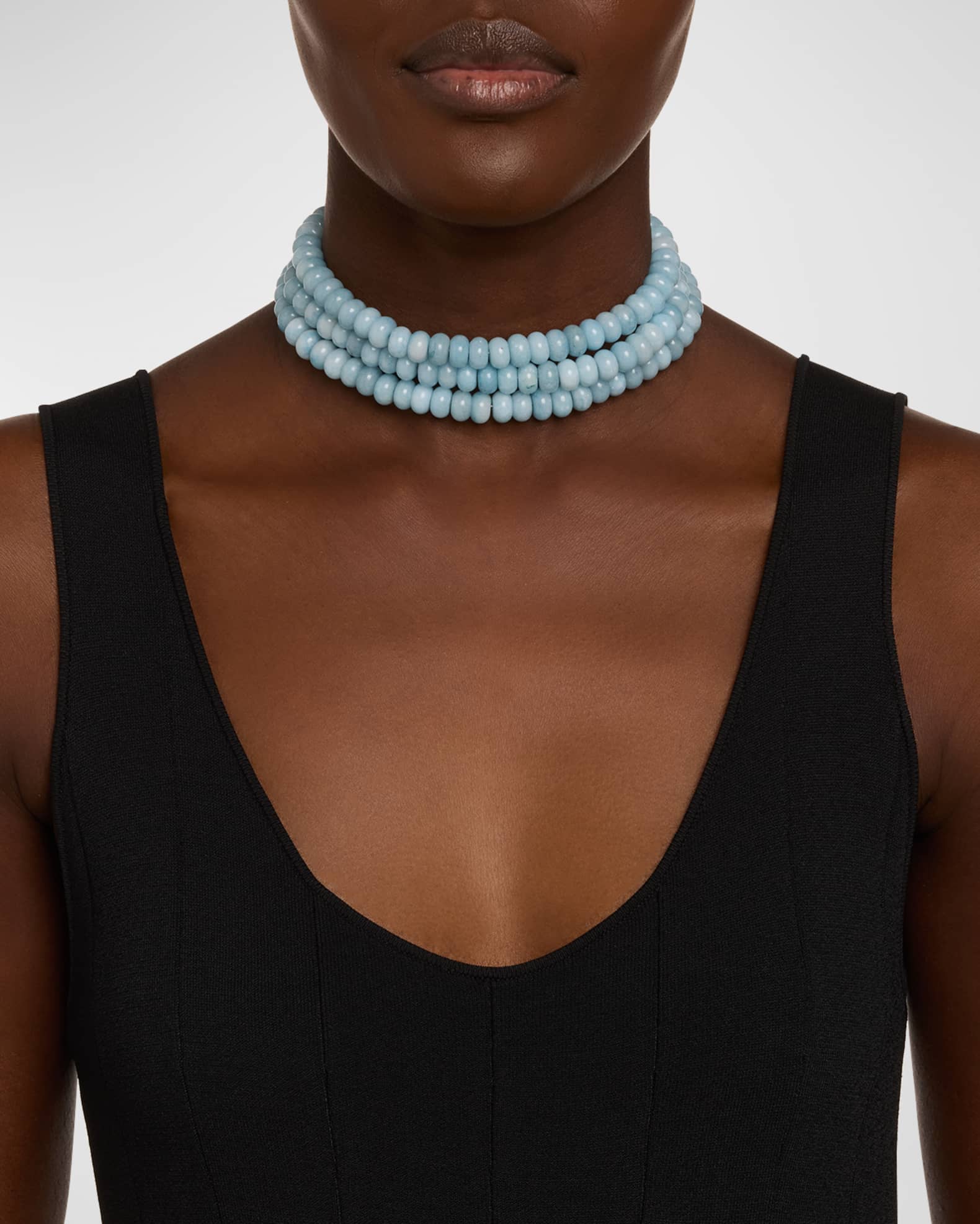 Lele Sadoughi Blue Aventurine Diana Triple Row Choker | Neiman Marcus