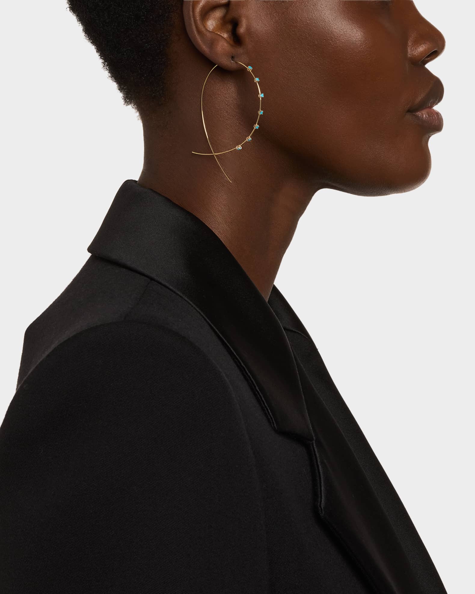 LANA Large Multi Solo Turquoise Upside Down Hoop Earrings | Neiman Marcus