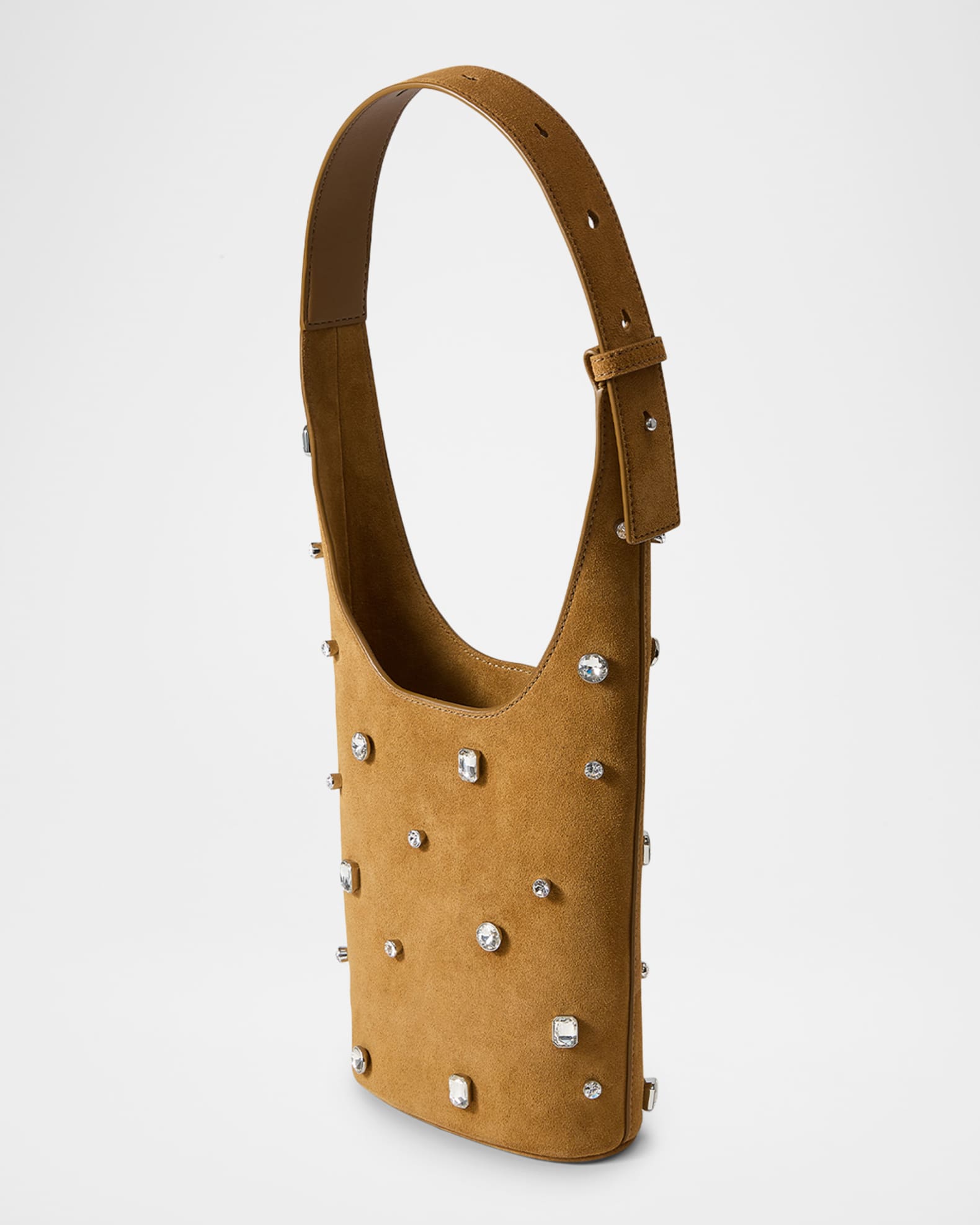 Veronica Beard Loop Small Crystal-Studded Suede Shoulder Bag | Neiman ...