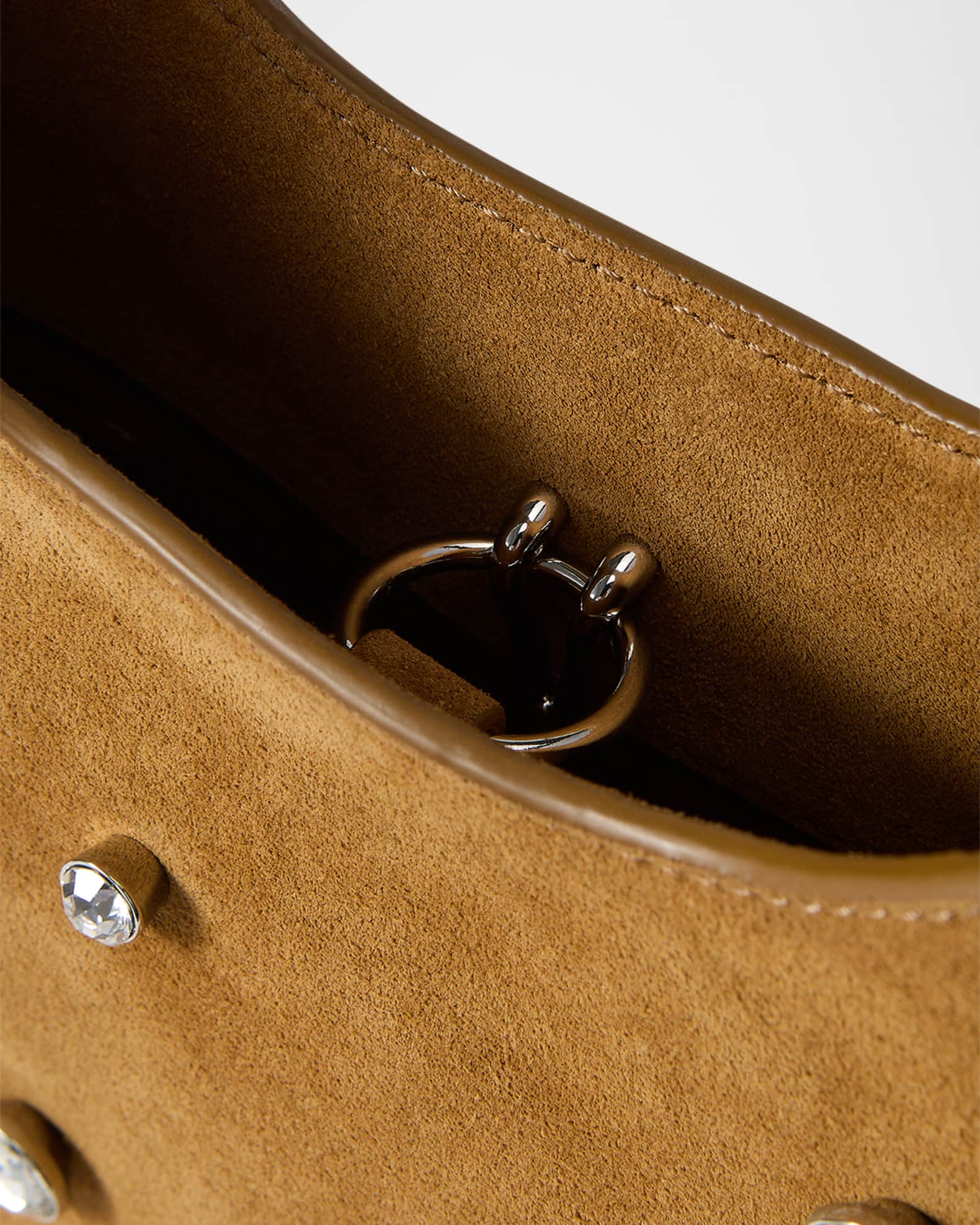 Veronica Beard Loop Small Crystal-Studded Suede Shoulder Bag | Neiman ...