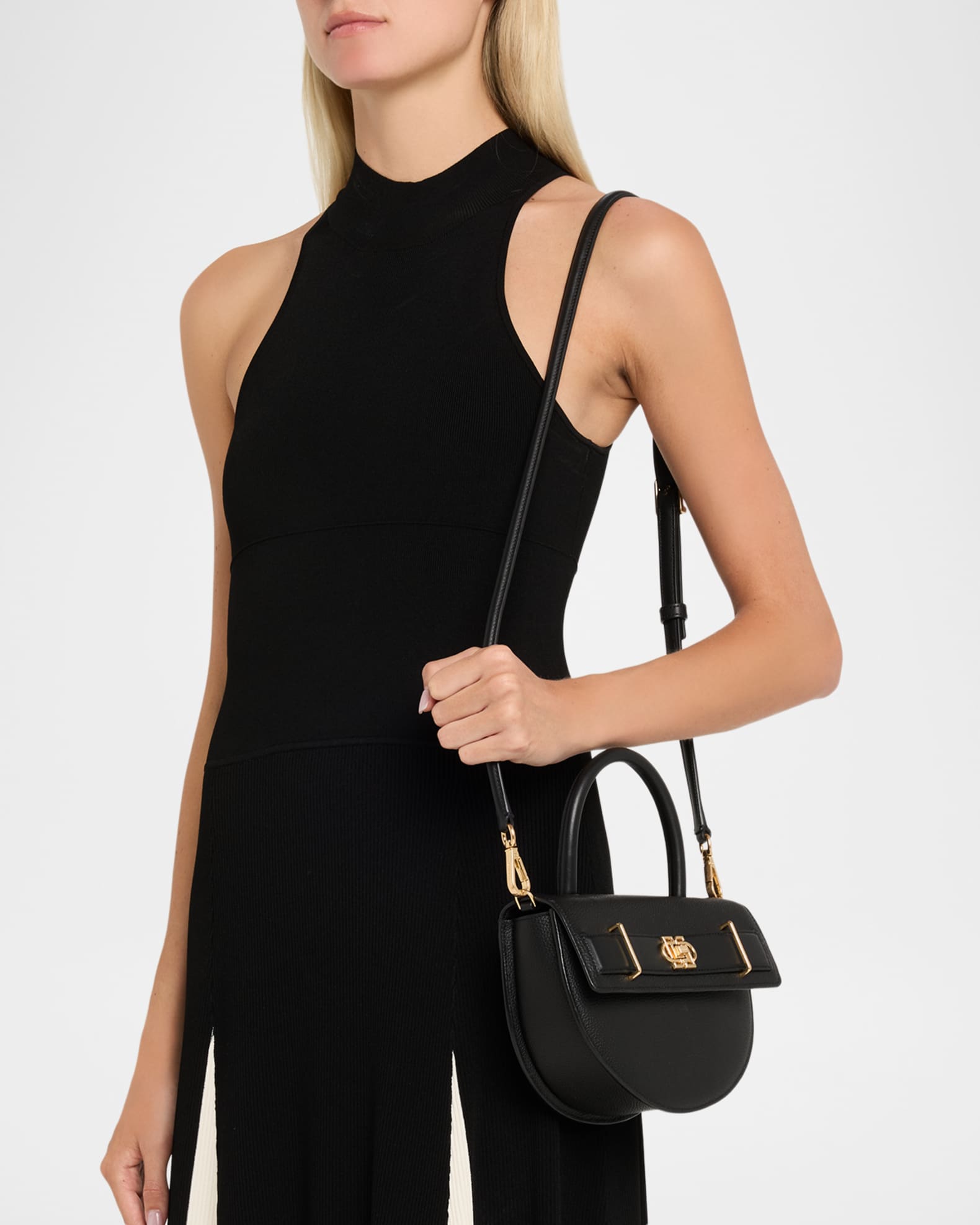 SIMKHAI Roan Half-Moon Leather Crossbody Bag | Neiman Marcus