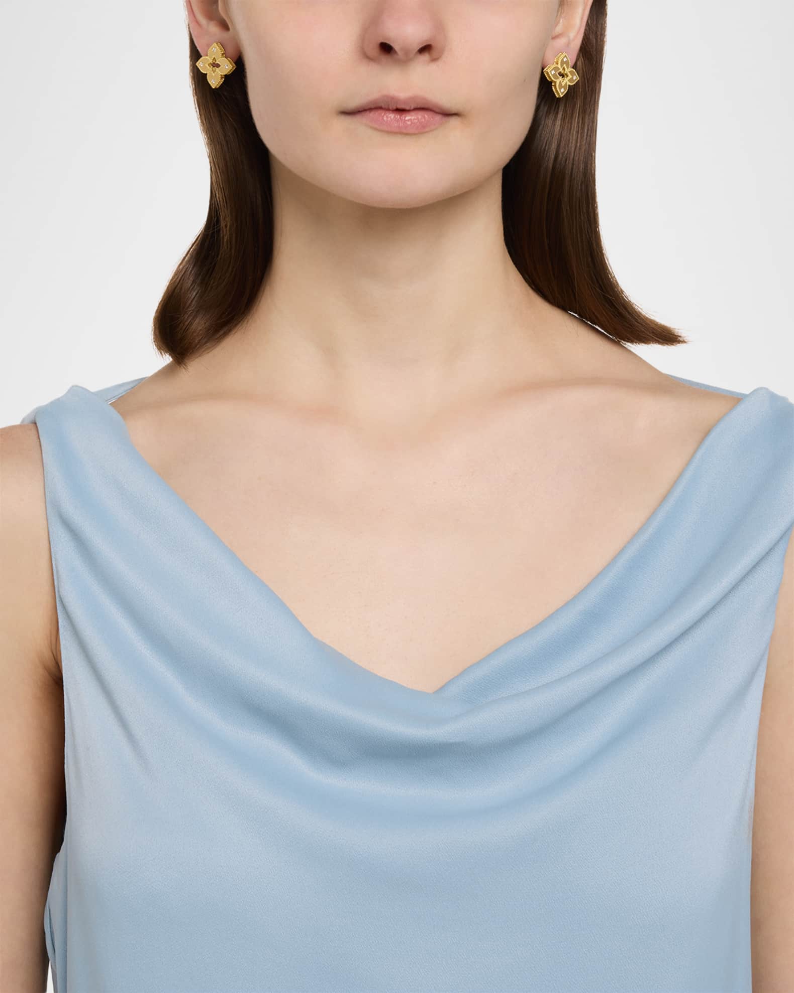 Roberto Coin Venetian Princess 18K Yellow Gold Diamond Stud Earrings ...