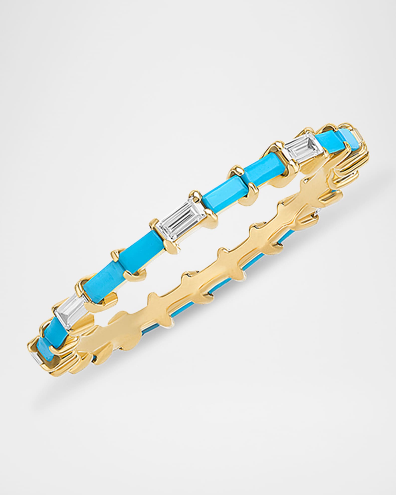 LANA 14K Turquoise and Diamond Baguette Stackable Ring, Size 8 | Neiman Marcus