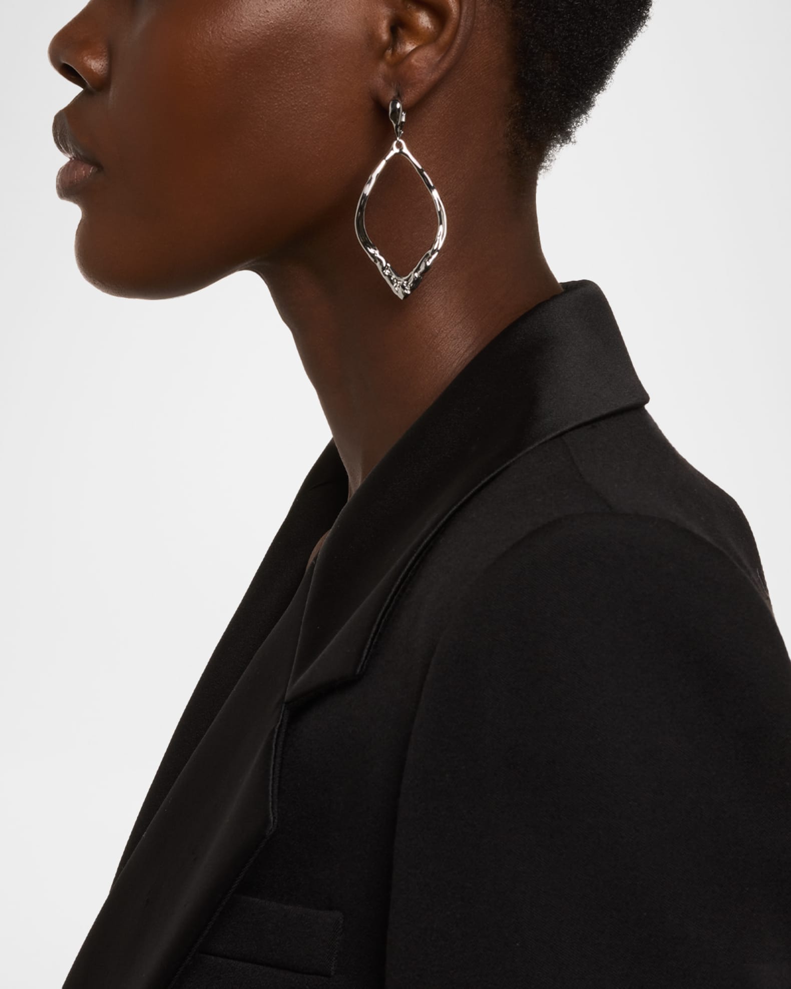 Alexis Bittar Brut Silver Open Teardrop Leverback Earrings | Neiman Marcus