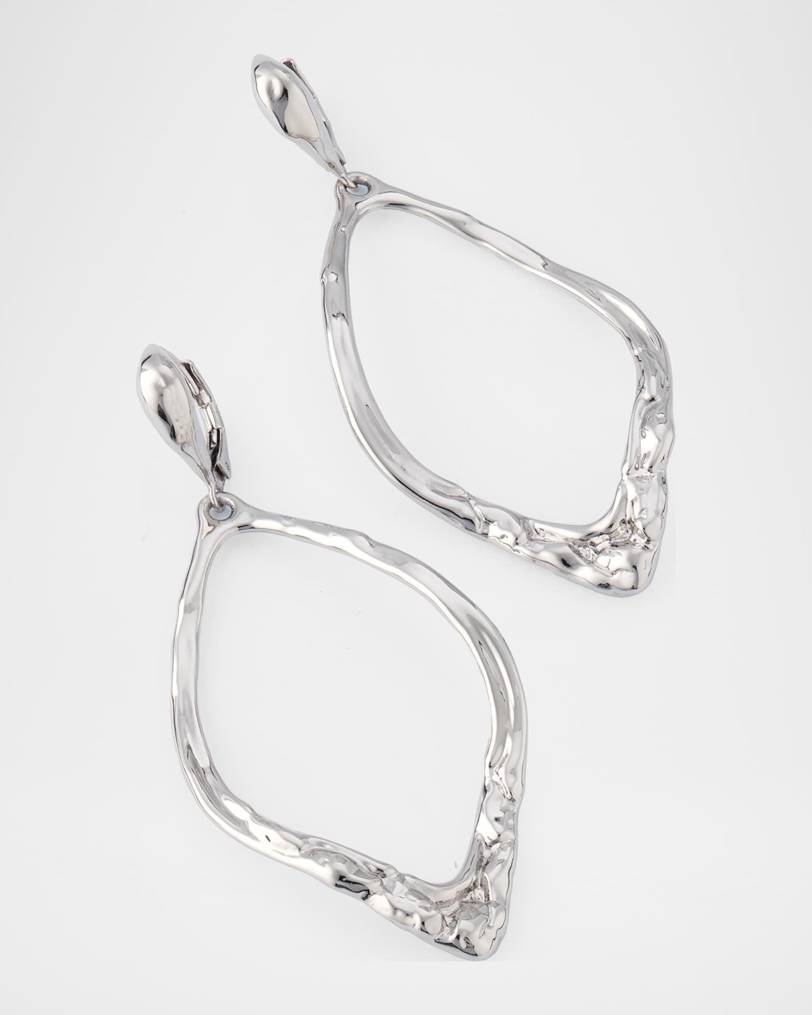 Alexis Bittar Brut Silver Open Teardrop Leverback Earrings | Neiman Marcus