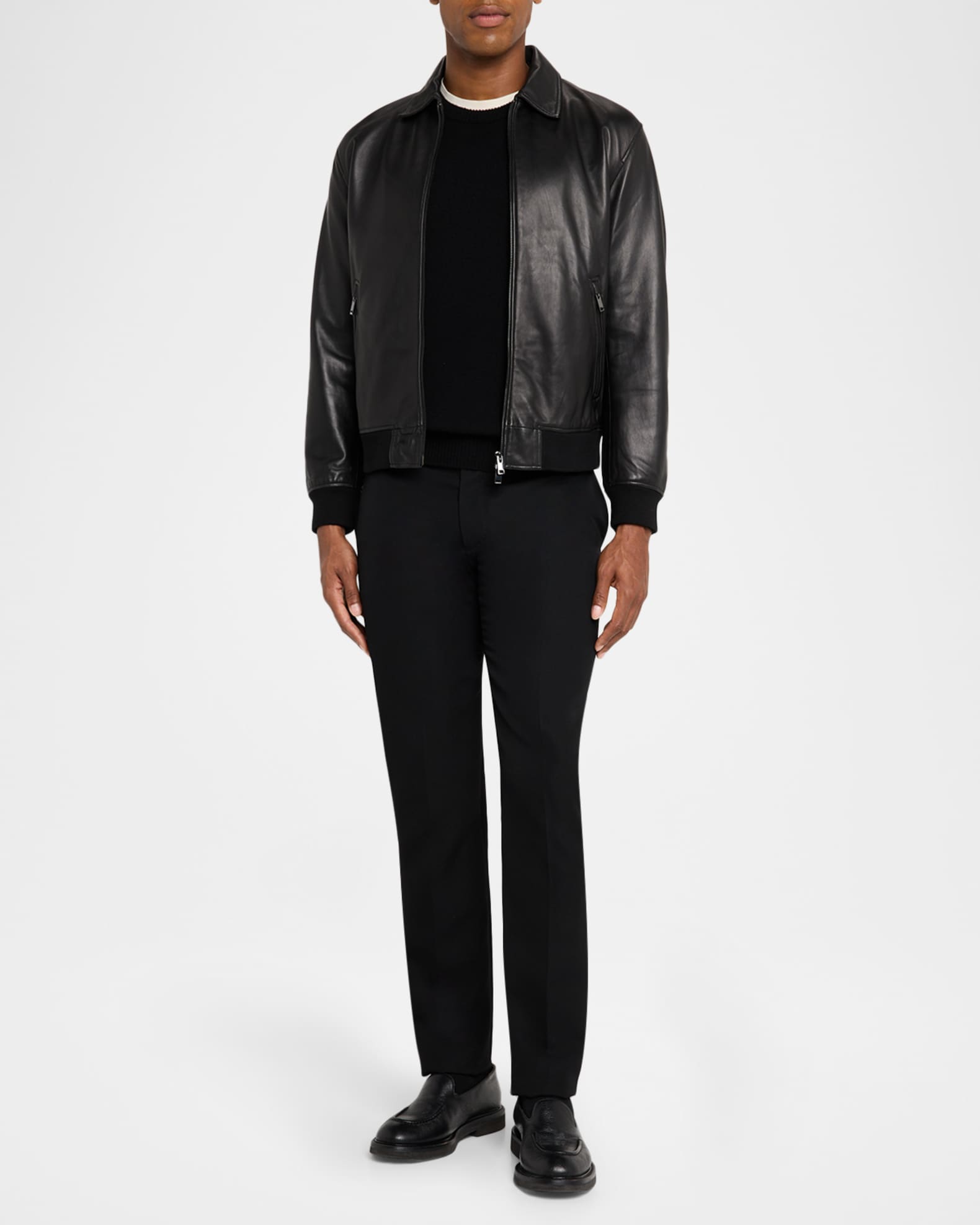 Theory Men's Wyatt Full-Zip Leather Jacket | Neiman Marcus