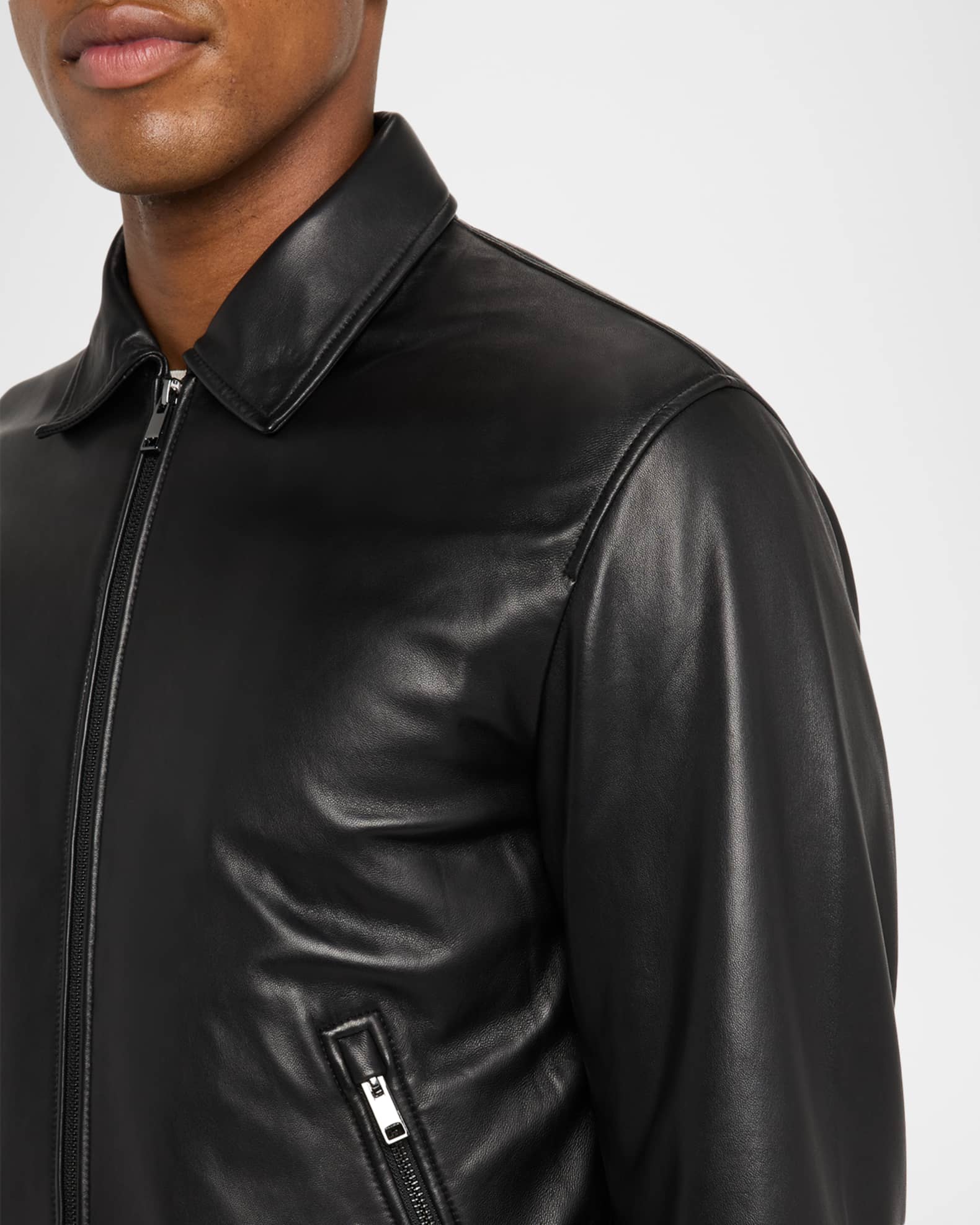 Theory Men's Wyatt Full-Zip Leather Jacket | Neiman Marcus