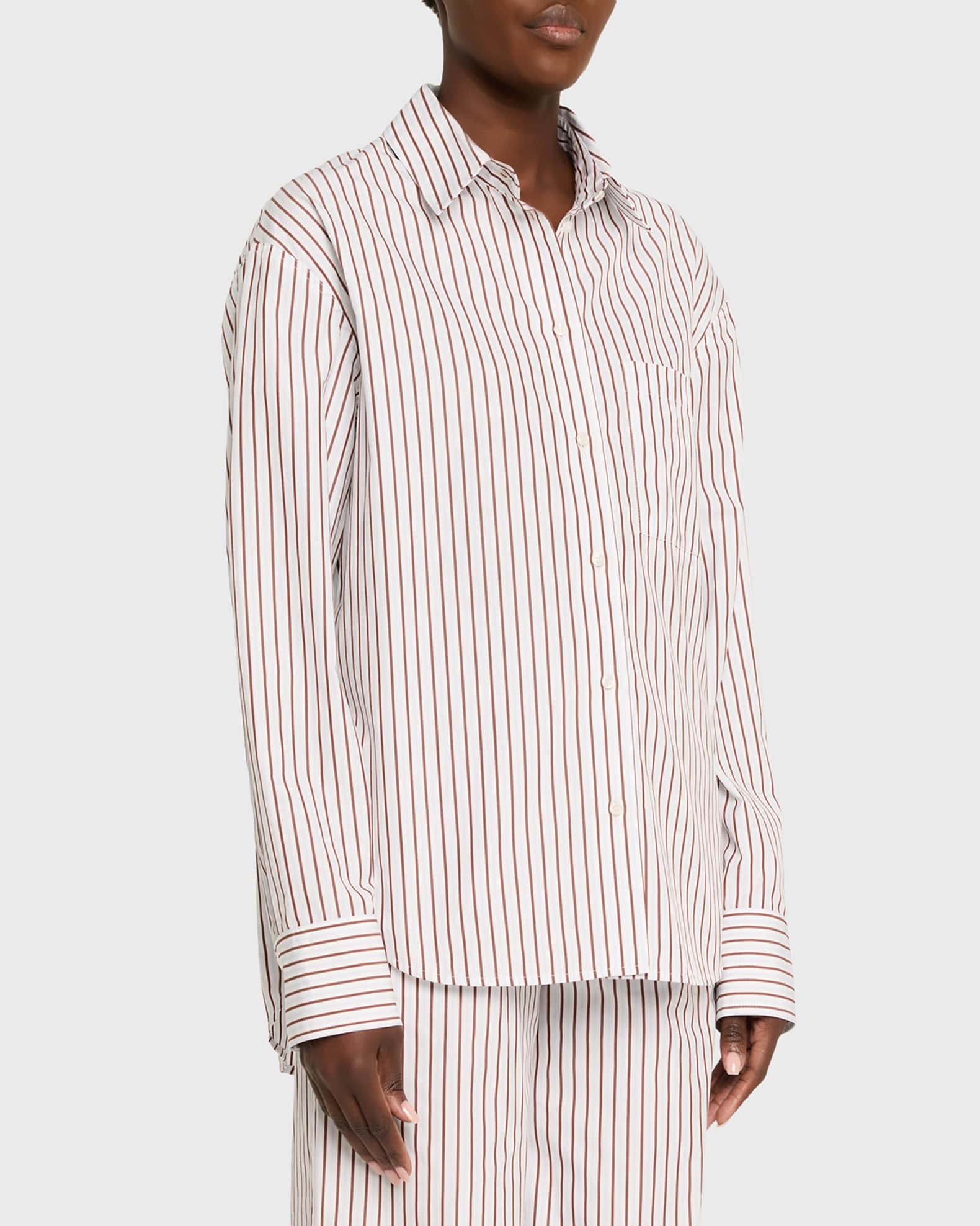 Loulou De Saison Maud Oversized Striped Shirt | Neiman Marcus