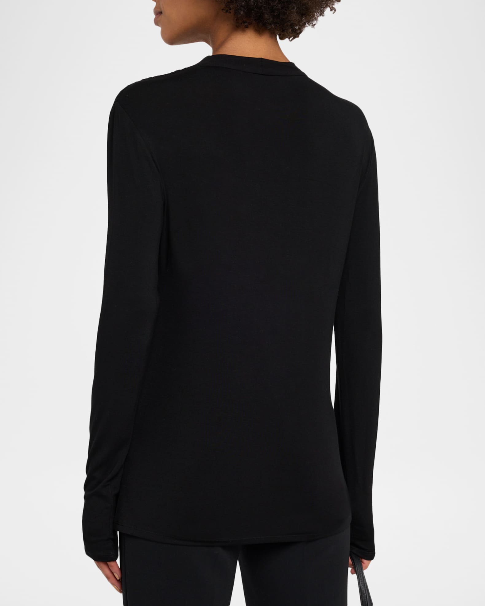Lafayette 148 New York Draped Wrap-Front Viscose Jersey Top | Neiman Marcus