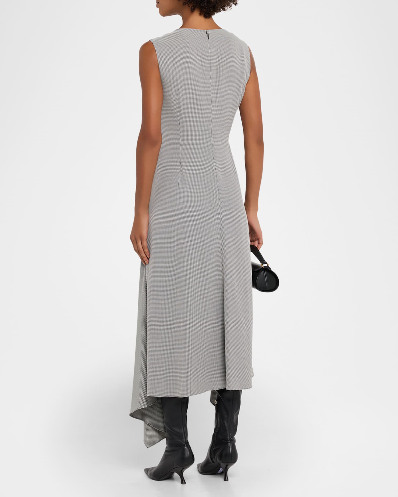 Lafayette 148 New York Houndstooth Side-Tie Handkerchief Midi Dress ...