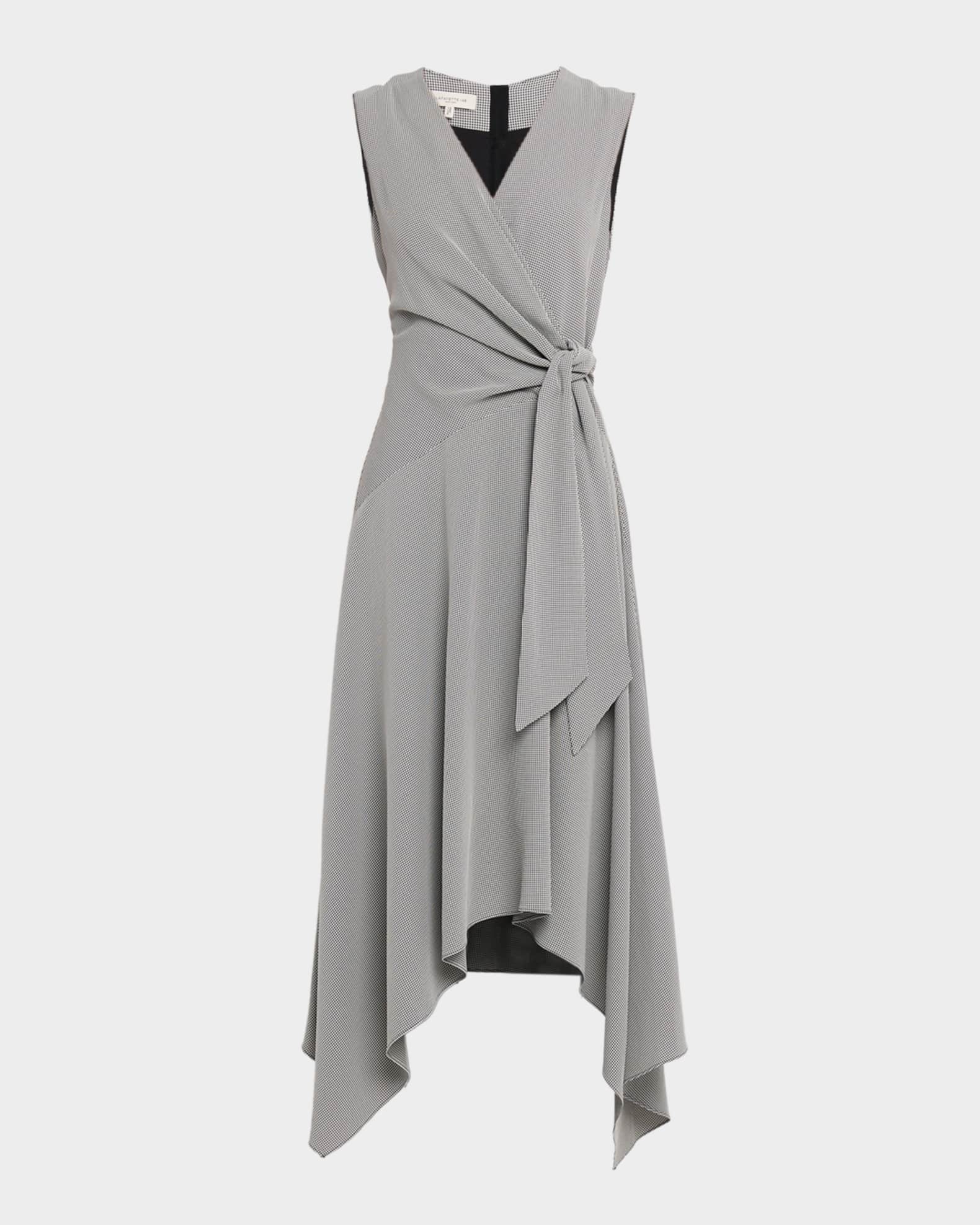 Lafayette 148 New York Houndstooth Side-Tie Handkerchief Midi Dress ...