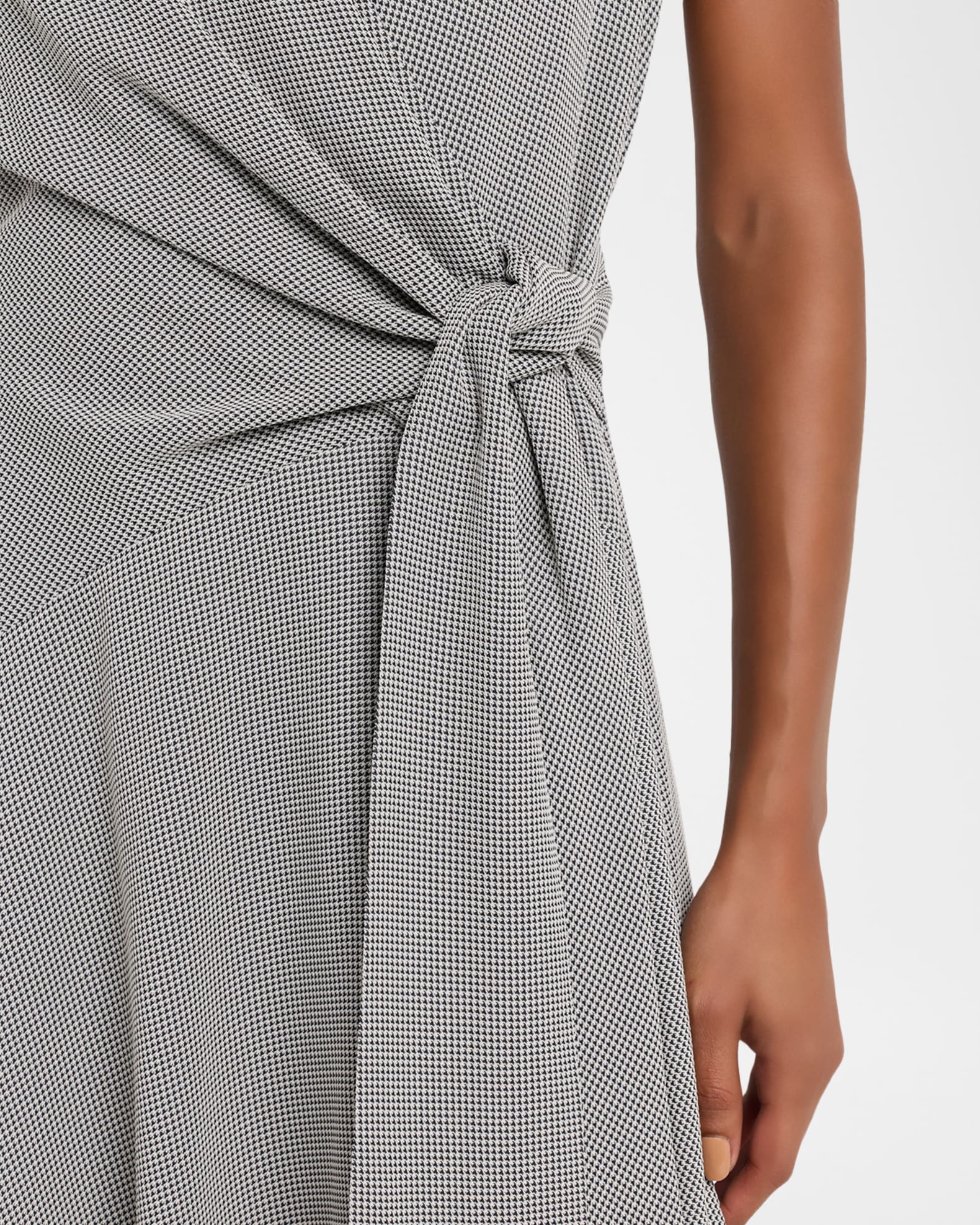 Lafayette 148 New York Houndstooth Side-Tie Handkerchief Midi Dress ...